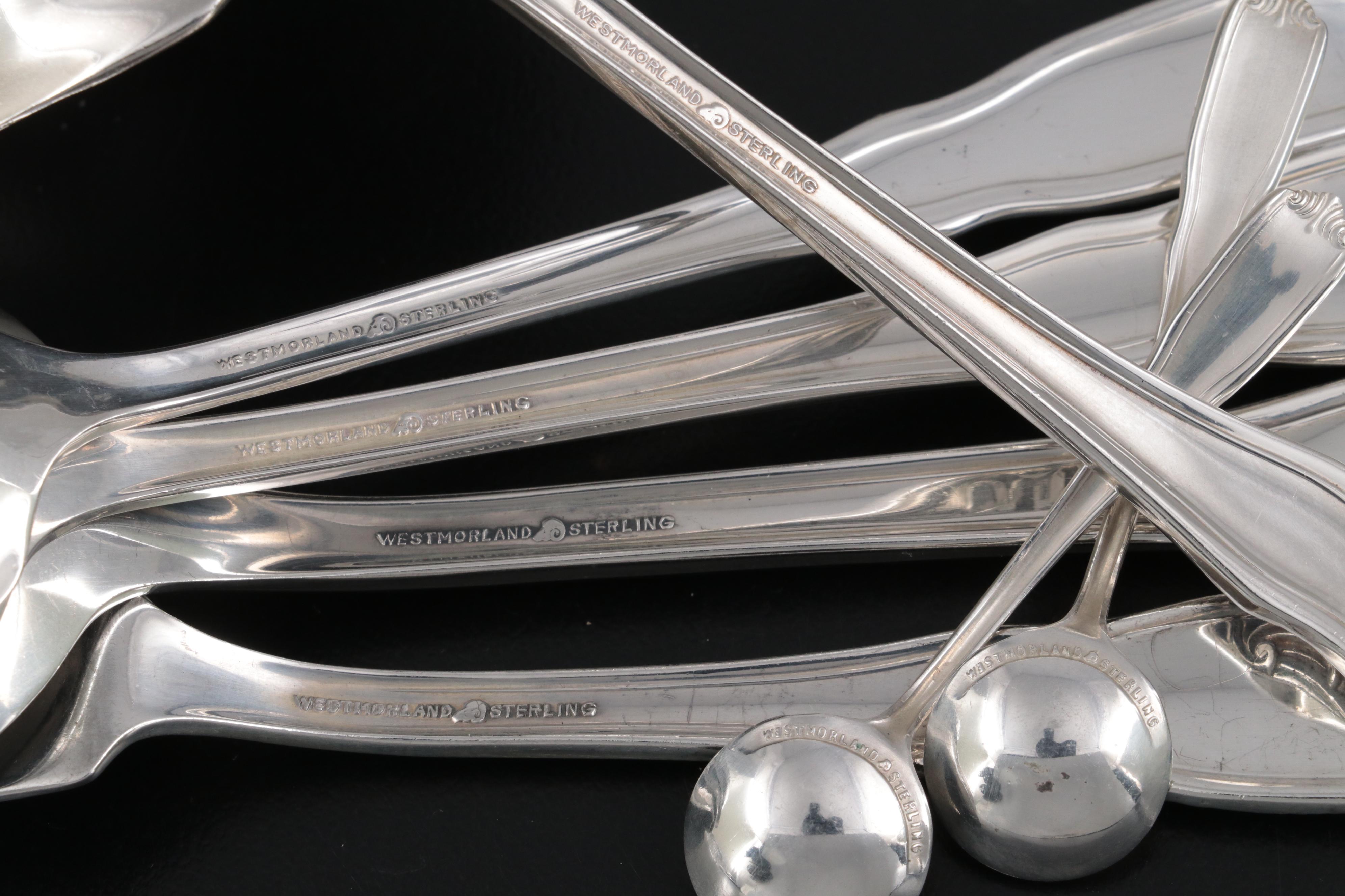 Westmorland "Milburn Rose" Sterling Silver Flatware, Mid to Late 20th ...
