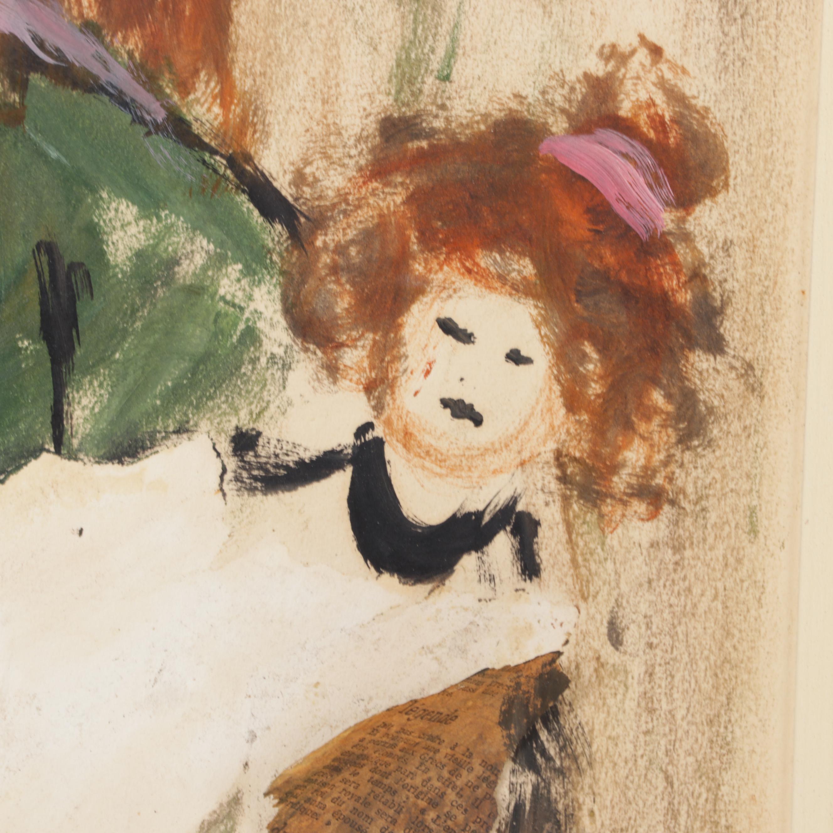 Roger Etienne Portrait Mixed Media Painting of Young Girl Holding Doll ...