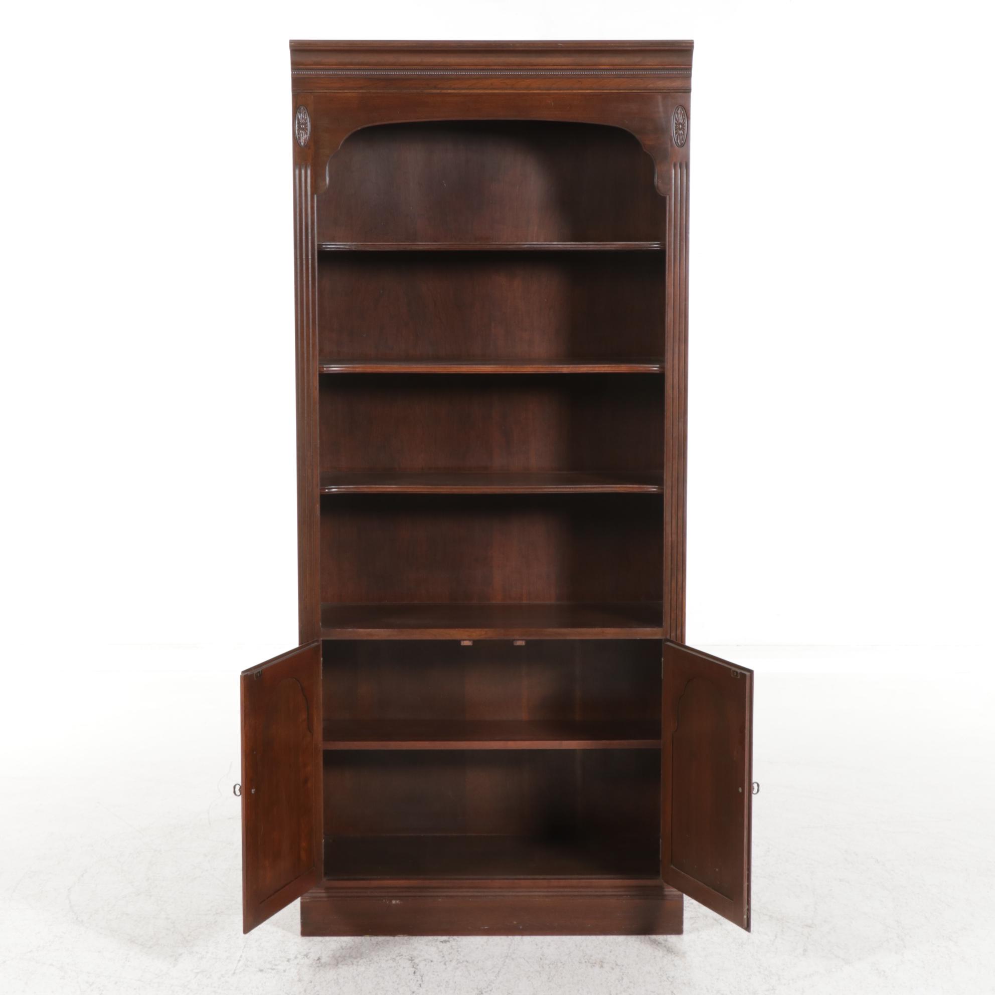 Ethan Allen "Georgian Court" Neoclassical Style Cherry Bookcase, 1970s ...