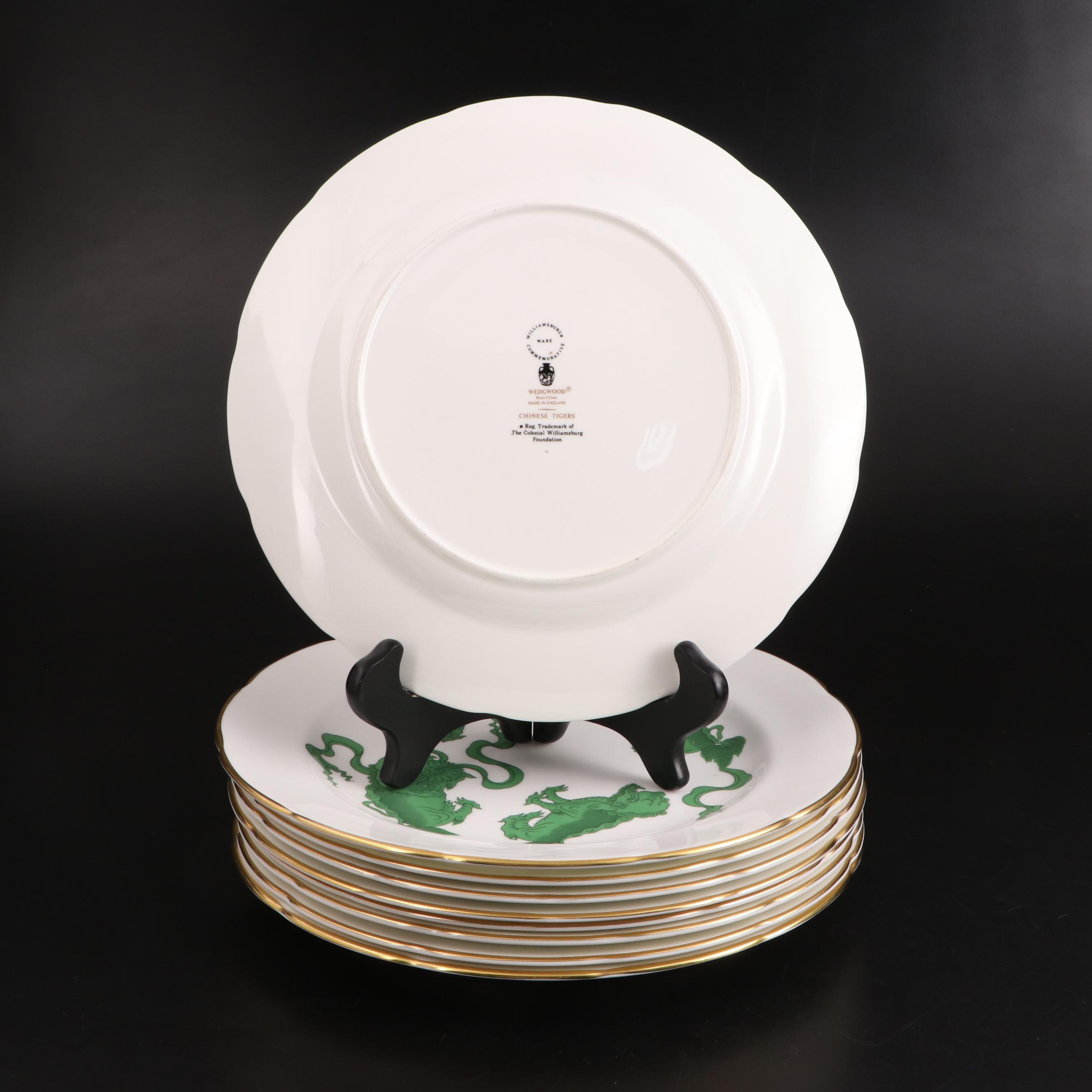 Wedgwood "Green Chinese Tigers" Bone China Dinner and Salad Plates | EBTH