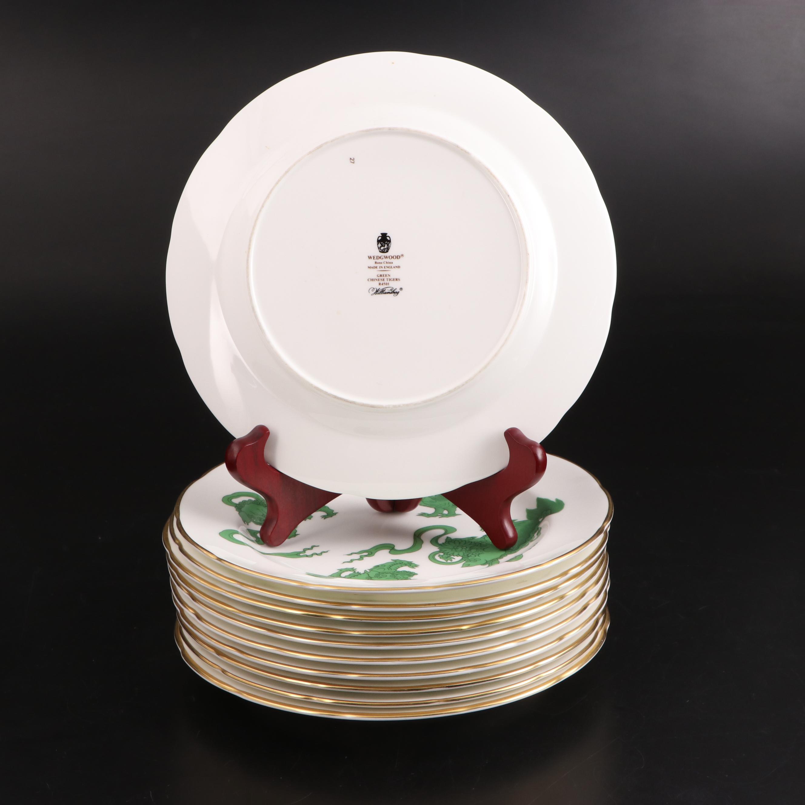 Wedgwood "Green Chinese Tigers" Bone China Dinner and Salad Plates | EBTH