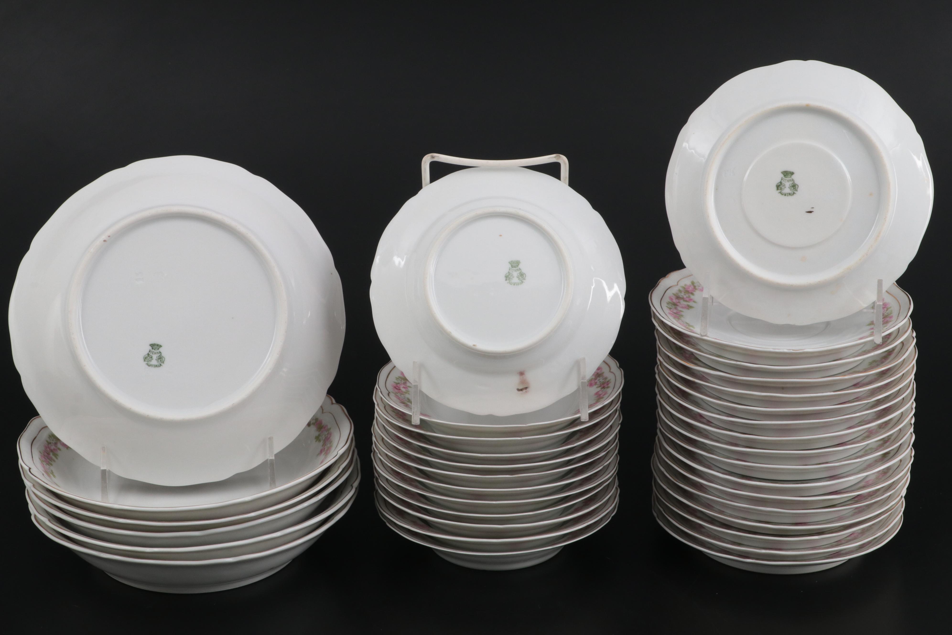 Paul A. Straub Austrian Pink Rose Band Porcelain Dinnerware and ...