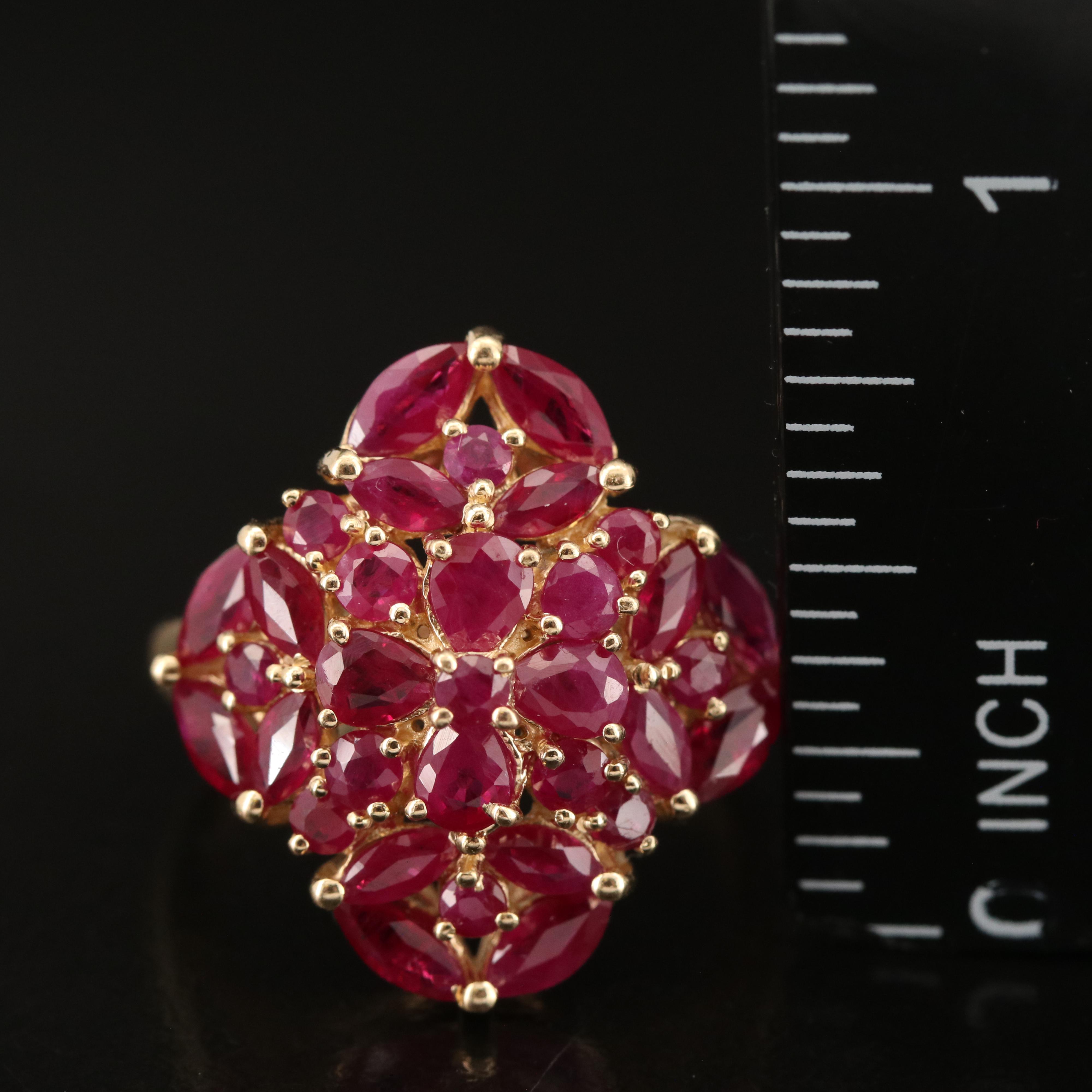 14K Ruby Cluster Ring | EBTH