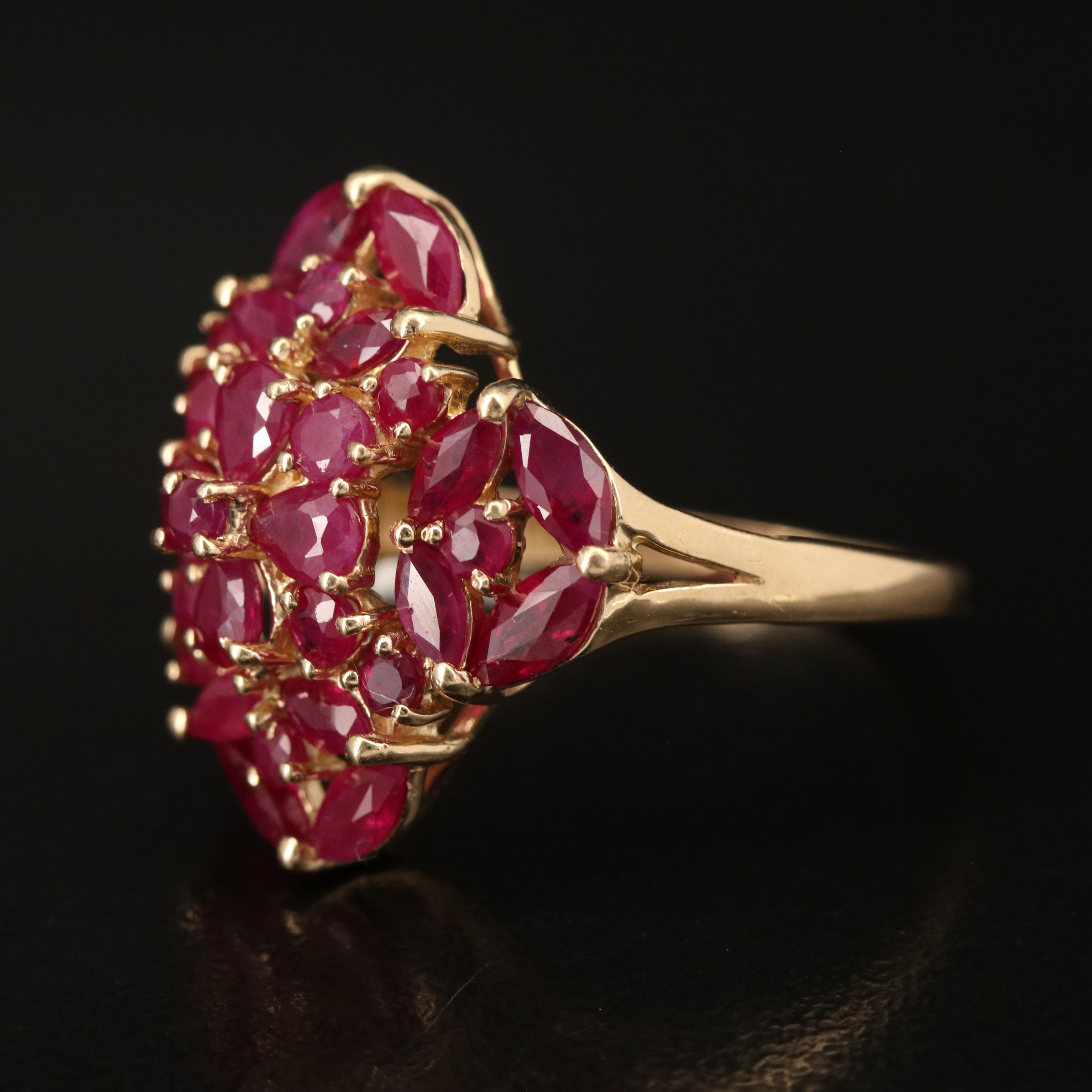14K Ruby Cluster Ring | EBTH