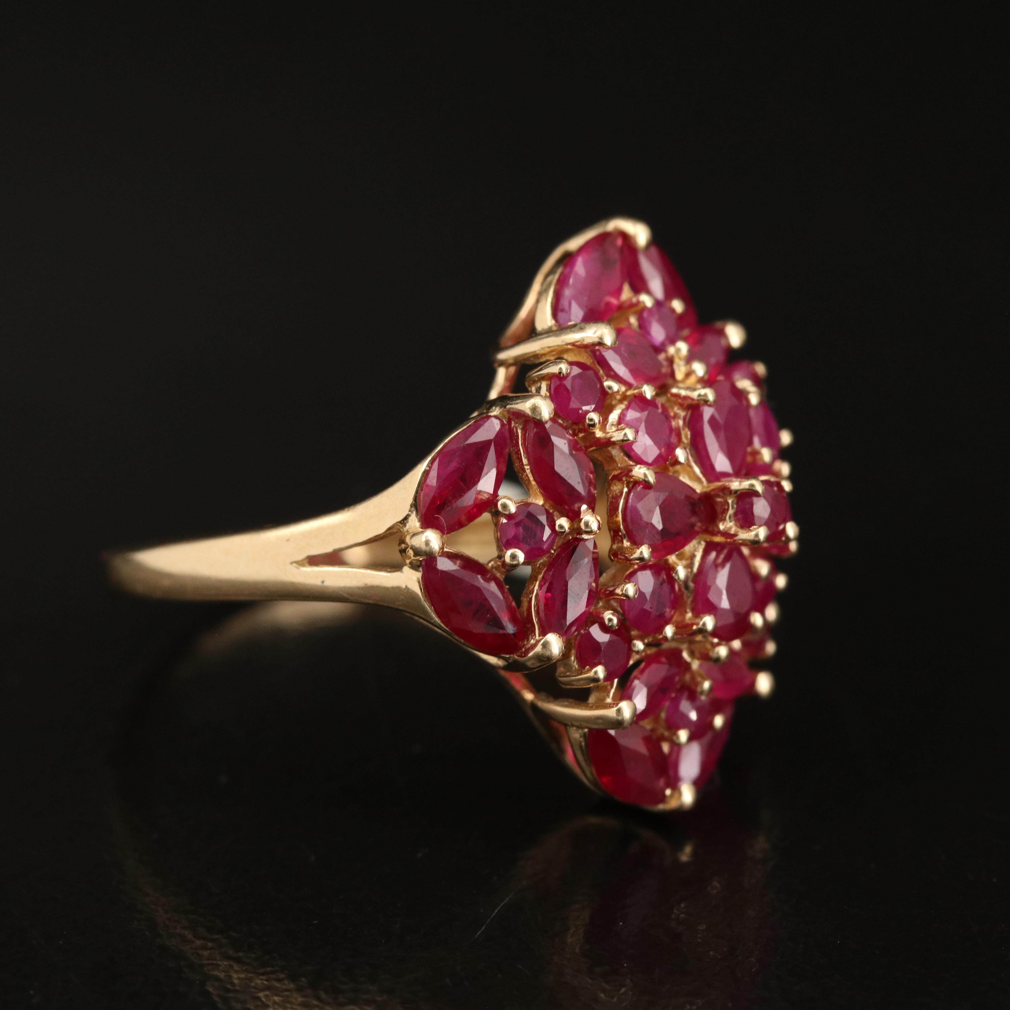 14K Ruby Cluster Ring | EBTH