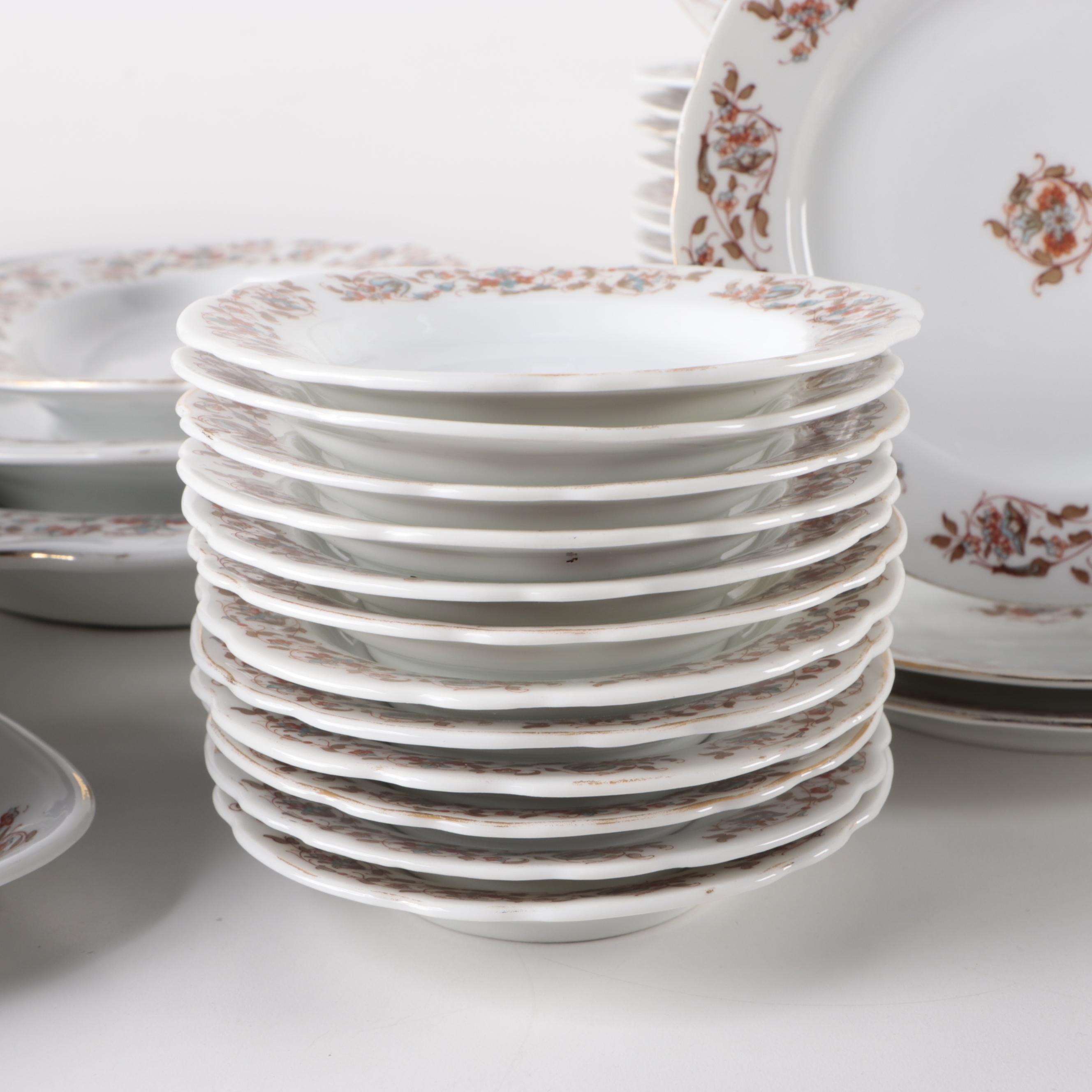 Springer & Co. Austrian Red and Blue Porcelain Dinnerware and Serveware ...