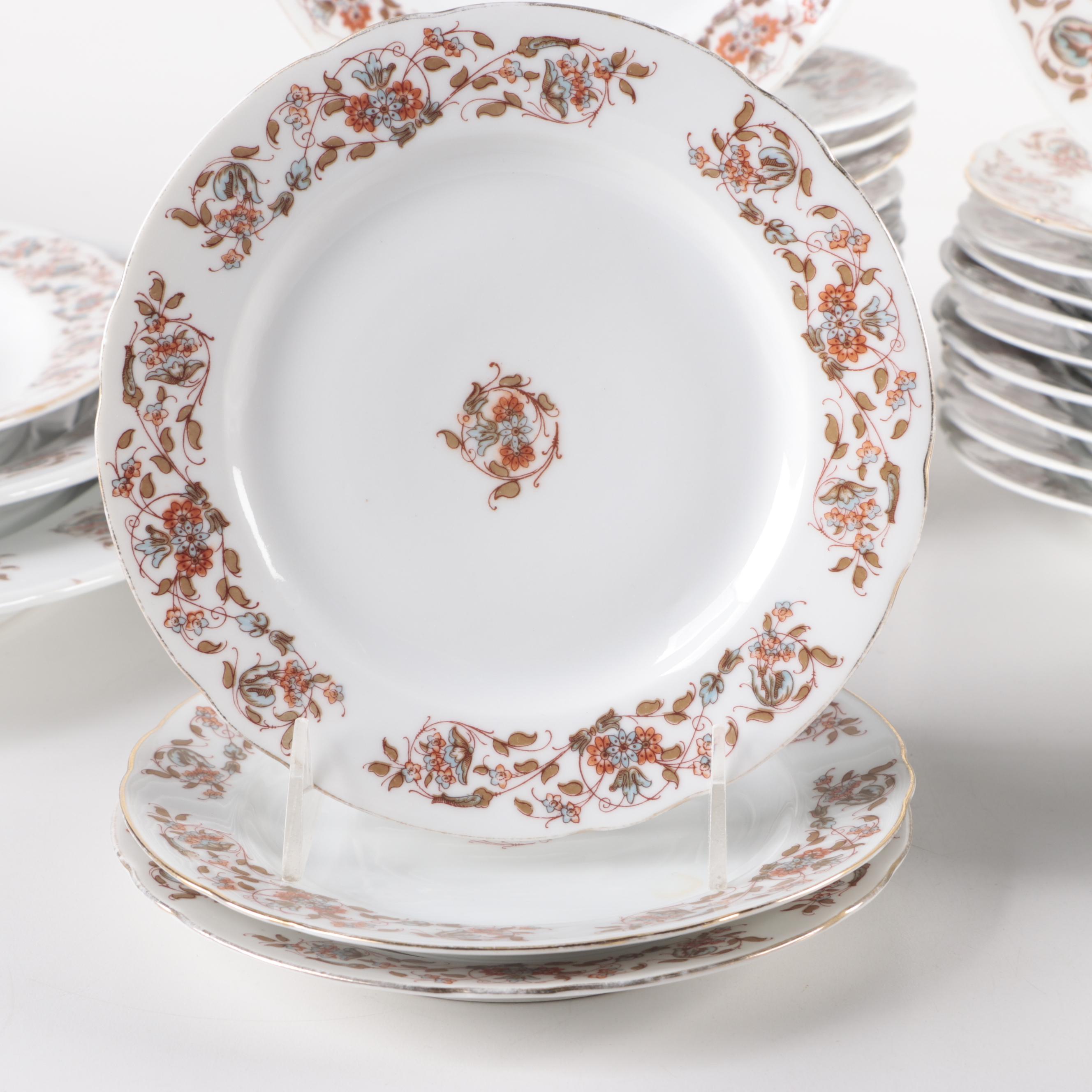 Springer & Co. Austrian Red and Blue Porcelain Dinnerware and Serveware ...