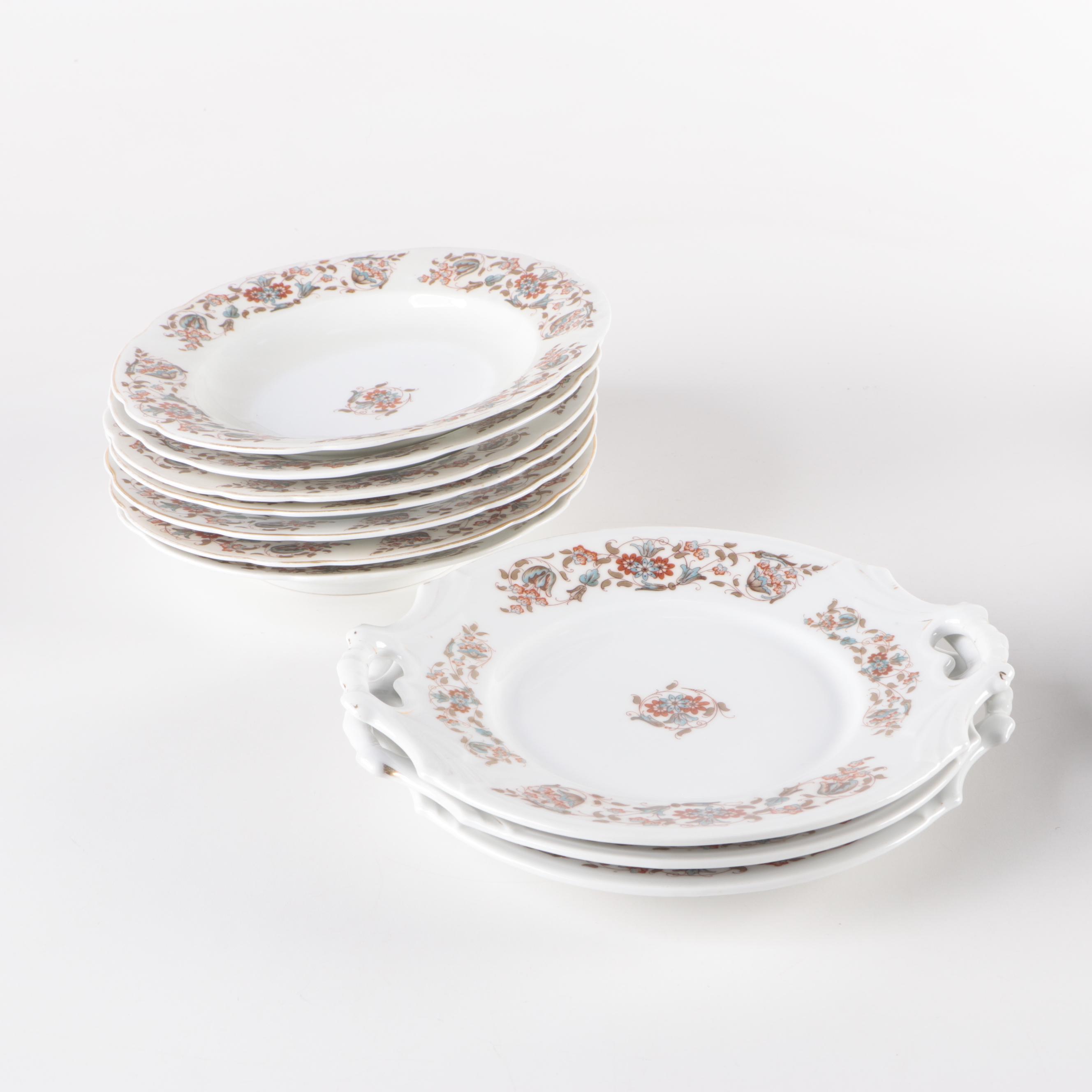 Springer & Co. Austrian Red and Blue Porcelain Dinnerware and Serveware ...