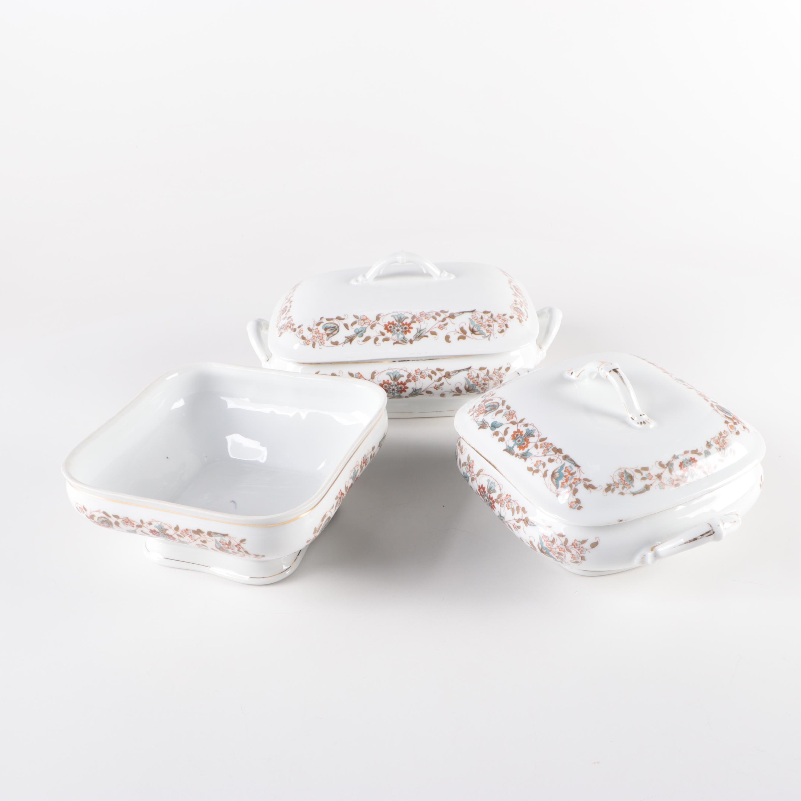 Springer & Co. Austrian Red and Blue Porcelain Dinnerware and Serveware ...