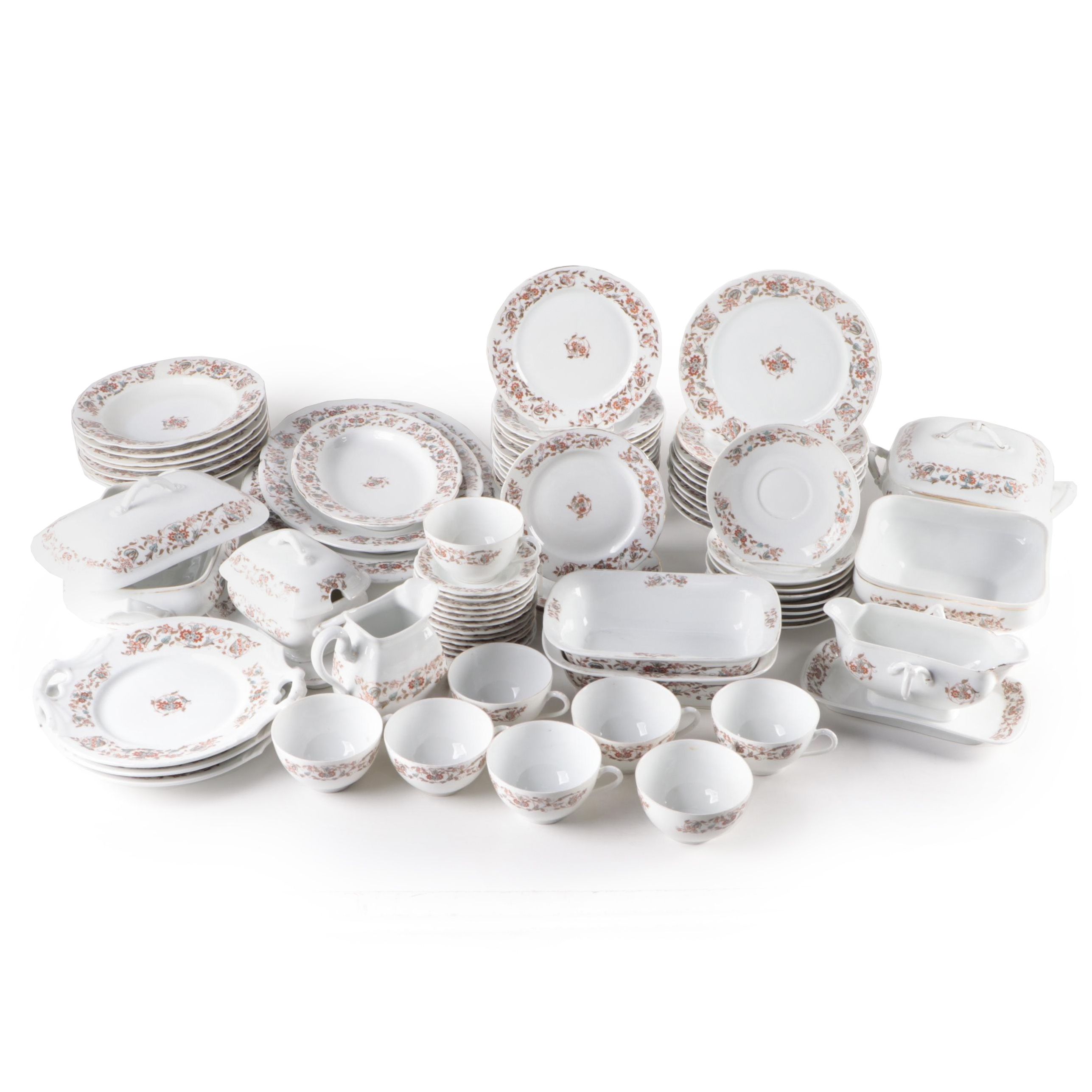 Springer & Co. Austrian Red and Blue Porcelain Dinnerware and Serveware ...