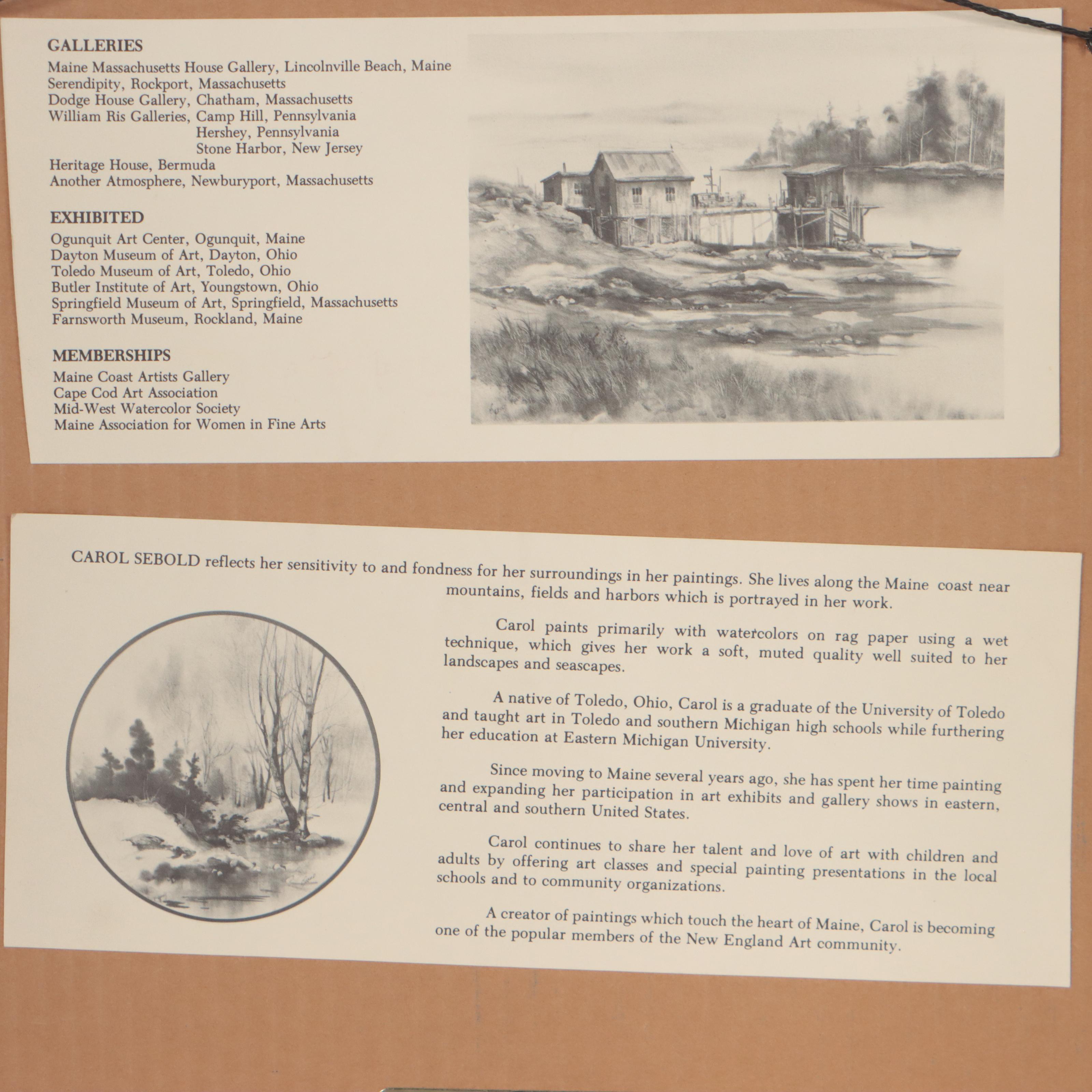 Carol Shupp Sebold Watercolor Painting of Rural Landscape, Late 20th ...