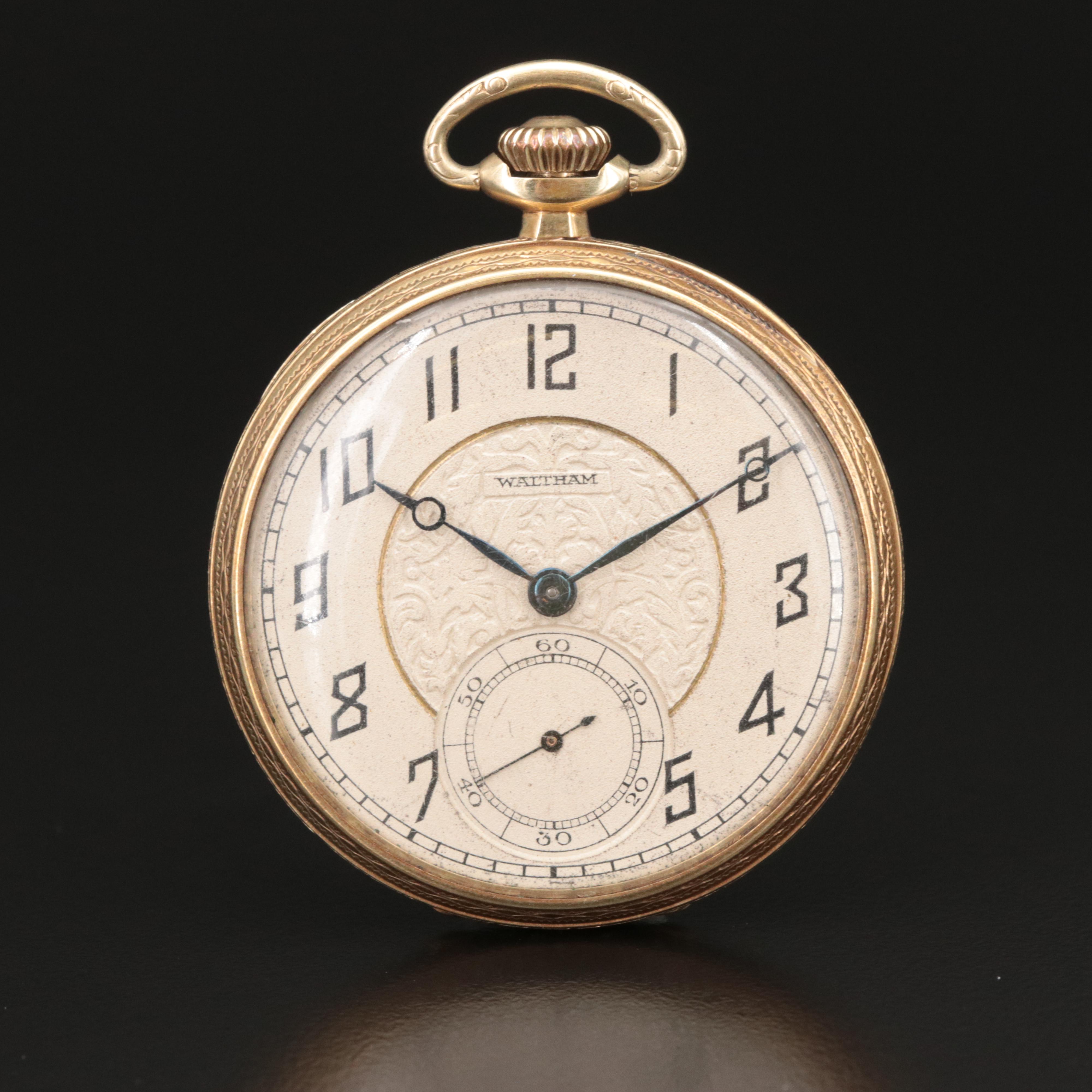 14K Waltham Open Face Pocket Watch | EBTH
