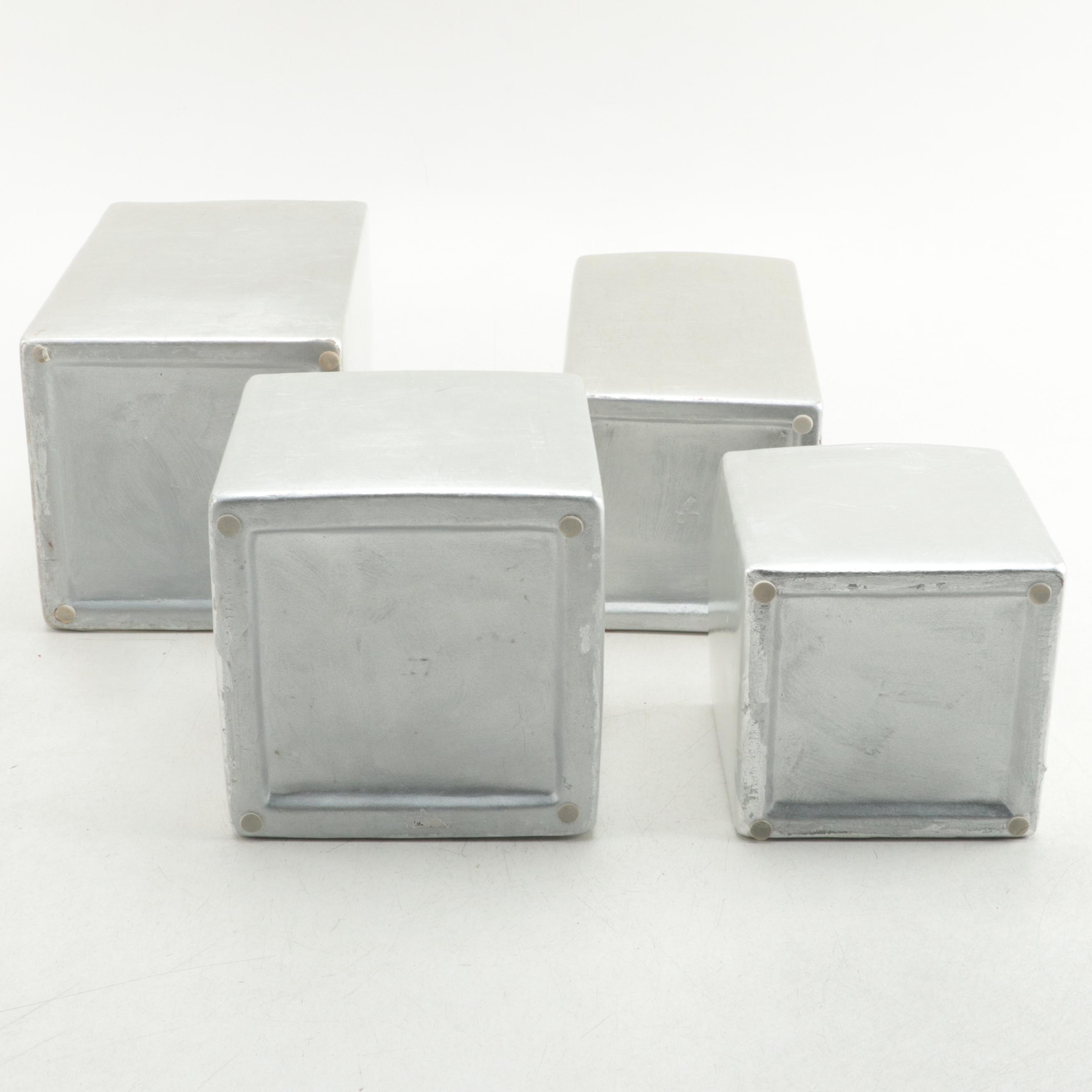 Contemporary Graduated Silver Square Ceramic Vases | EBTH