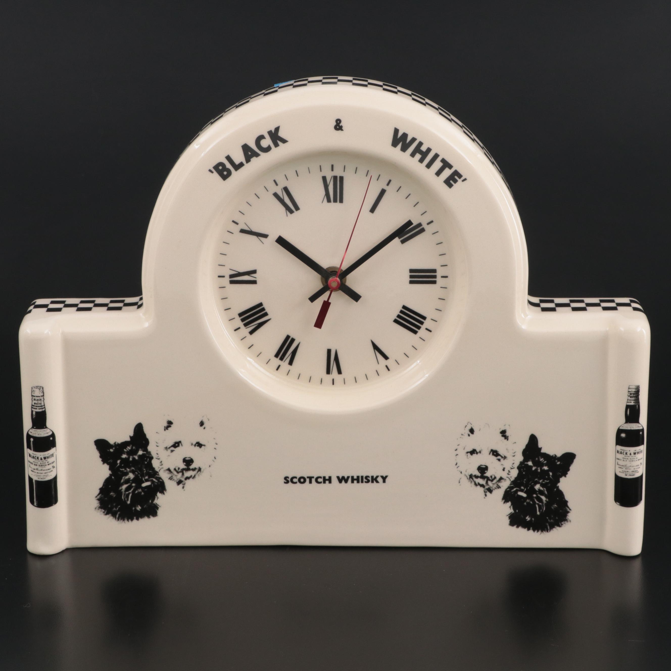 Black & White Scotch Whisky Ceramic Scottie Dog Clock | EBTH