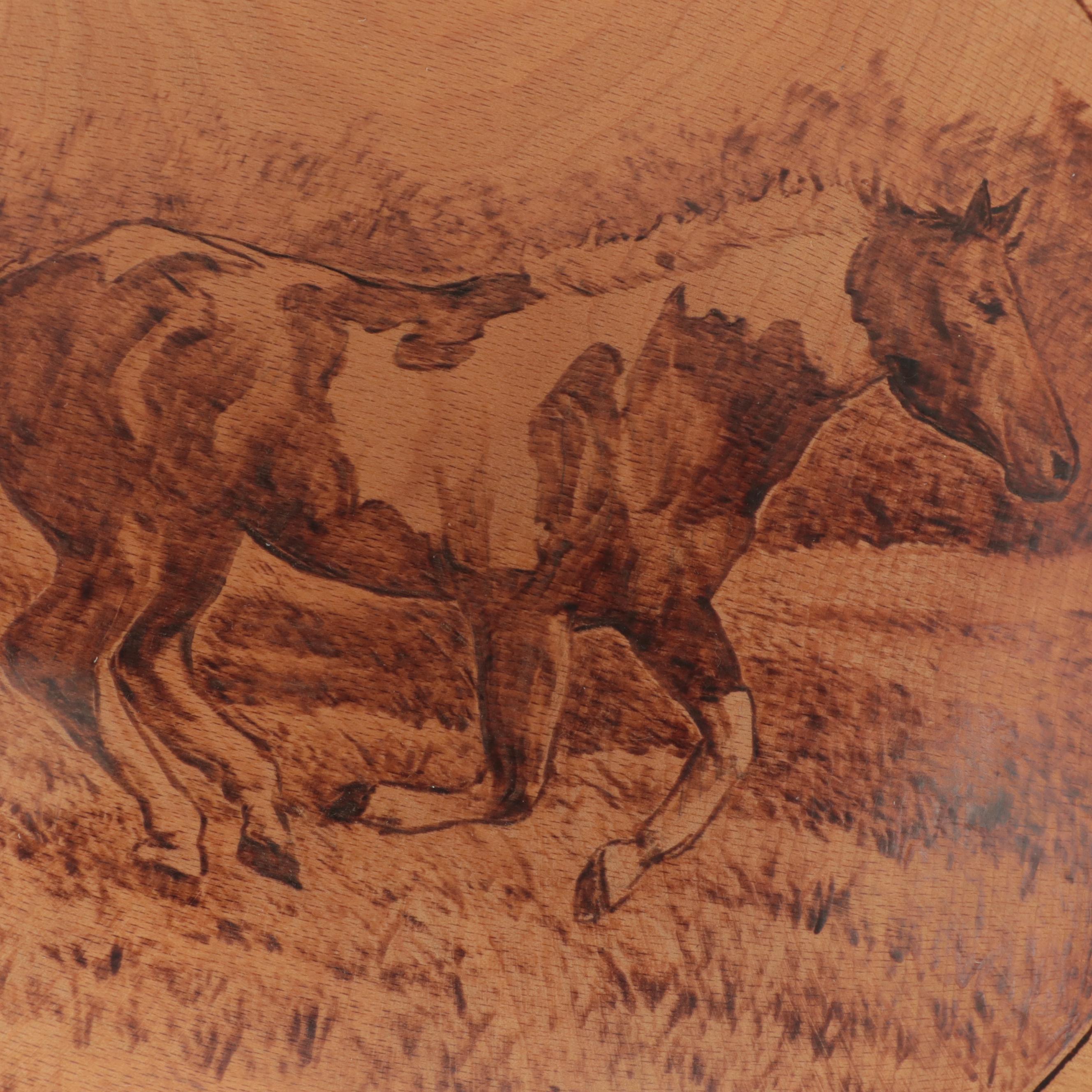 Pyrography Wooden Clock and Bowls with Other Carved Wood Décor | EBTH