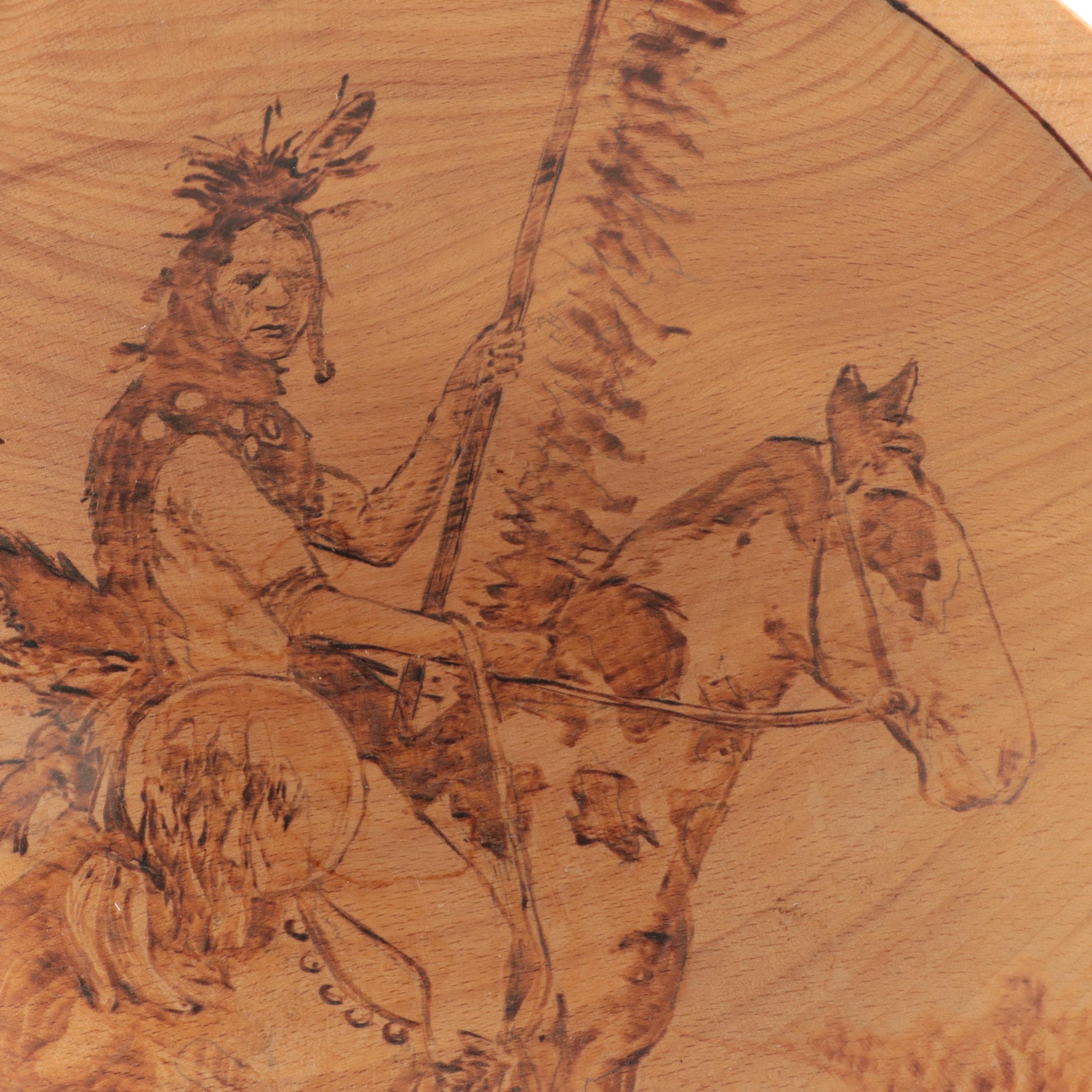 Pyrography Wooden Clock and Bowls with Other Carved Wood Décor | EBTH