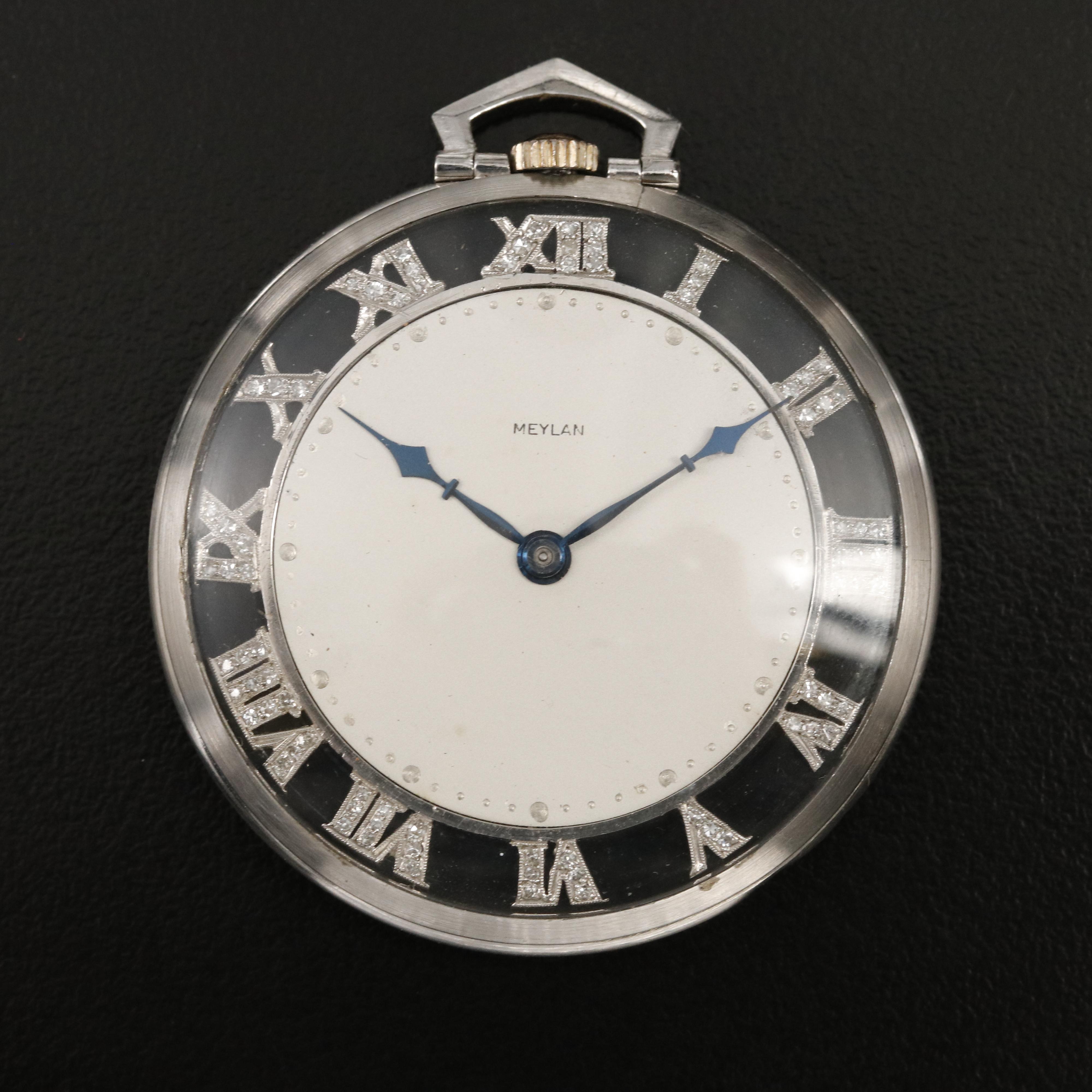 Platinum Meylan Diamond Pocket Watch | EBTH