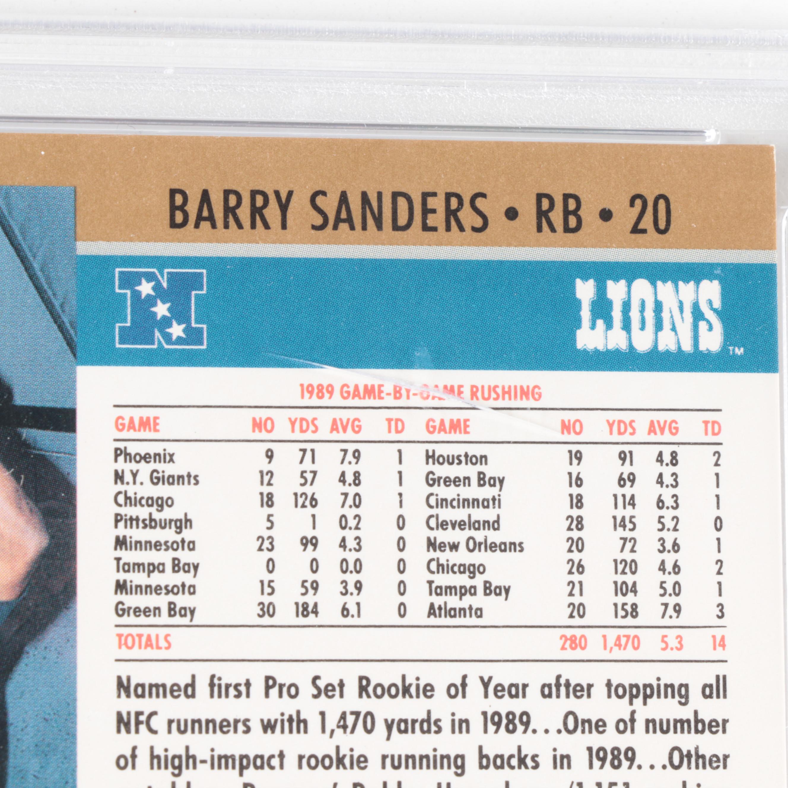 1990 NFL Pro Set Barry Sanders Rookie of the Year #1 PSA 7 NM Football ...