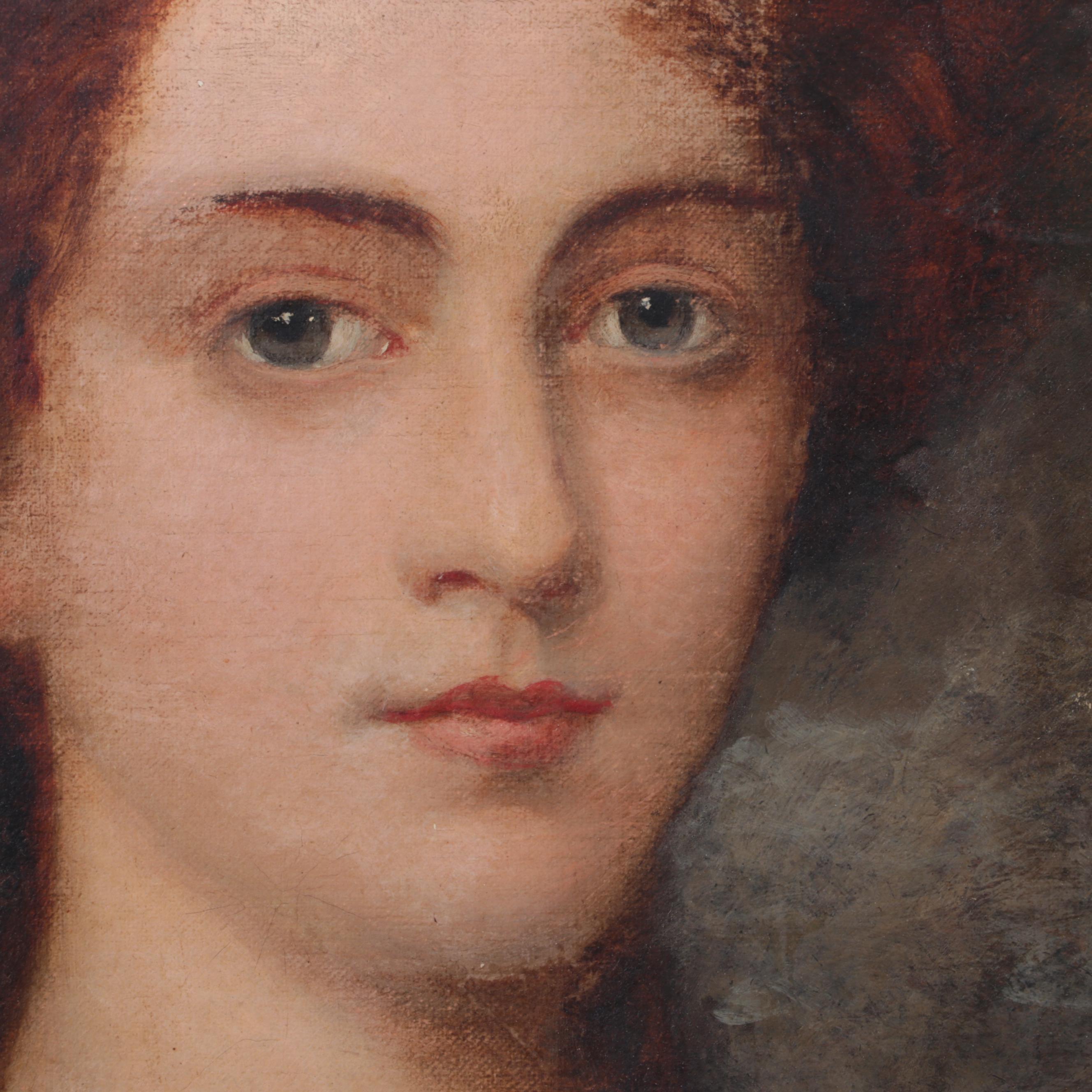 English School Portrait Oil Painting of Young Woman, Early 19th Century ...
