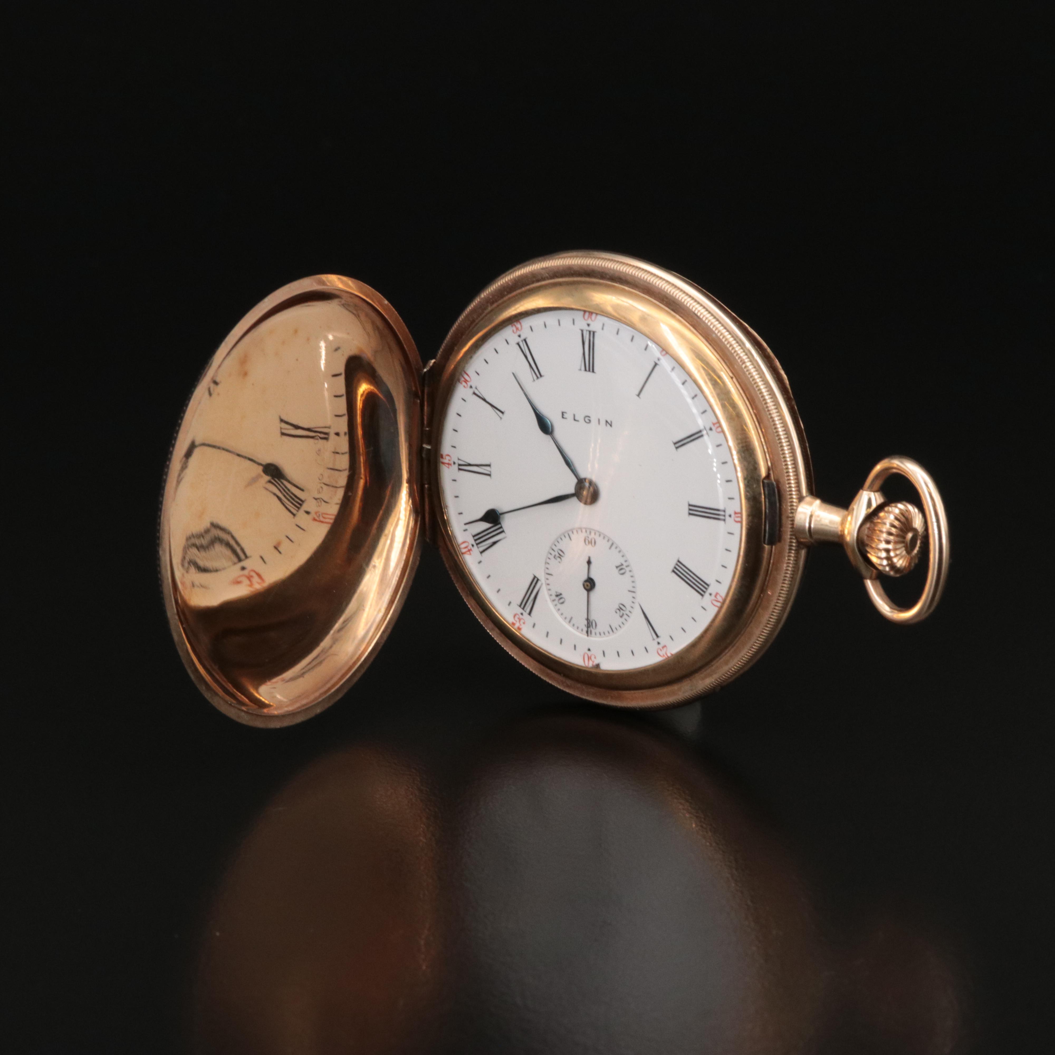1910 Elgin Gold-Filled Hunting Case Pocket Watch | EBTH