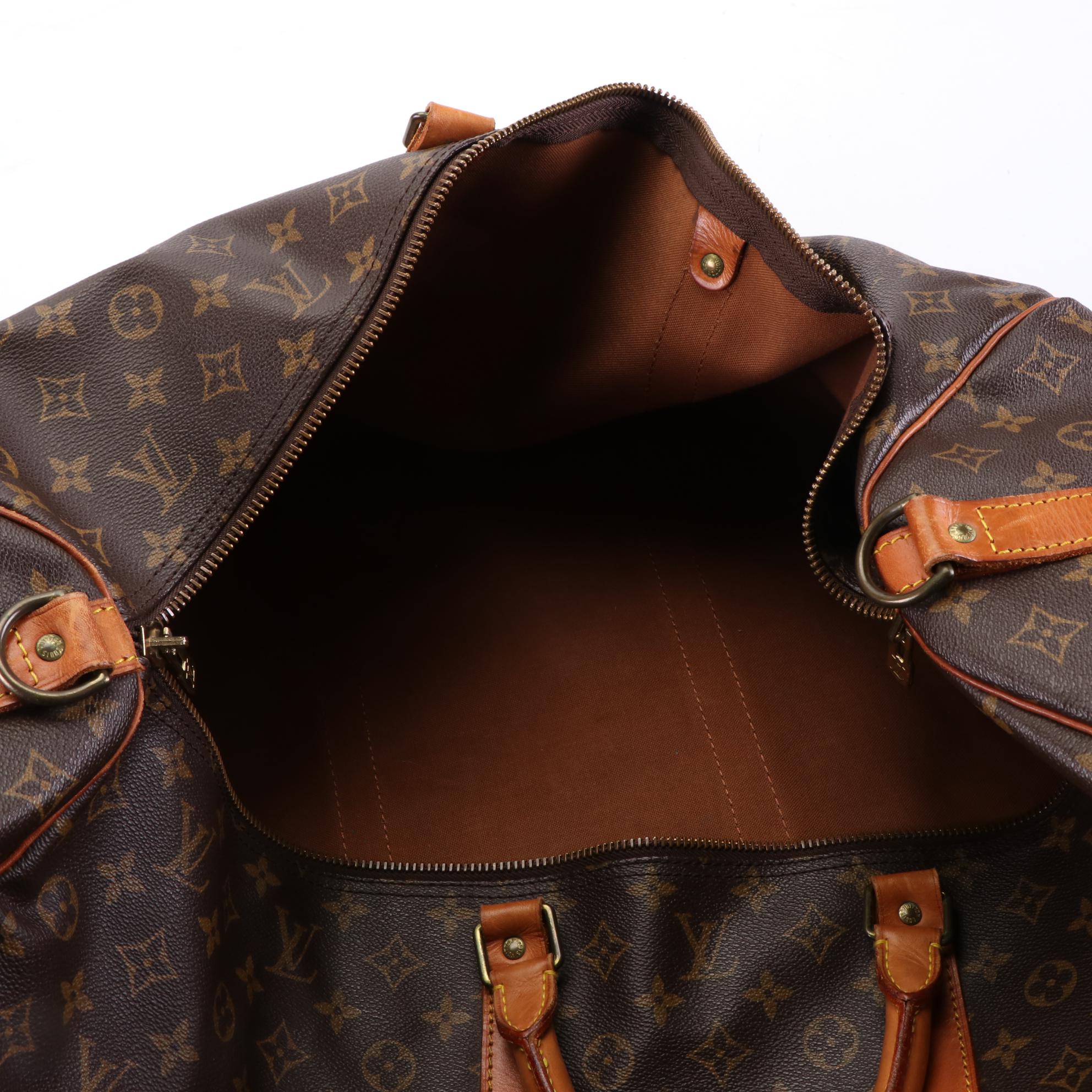 Louis Vuitton Keepall 60 Bandoulière in Monogram Canvas and Vachetta ...