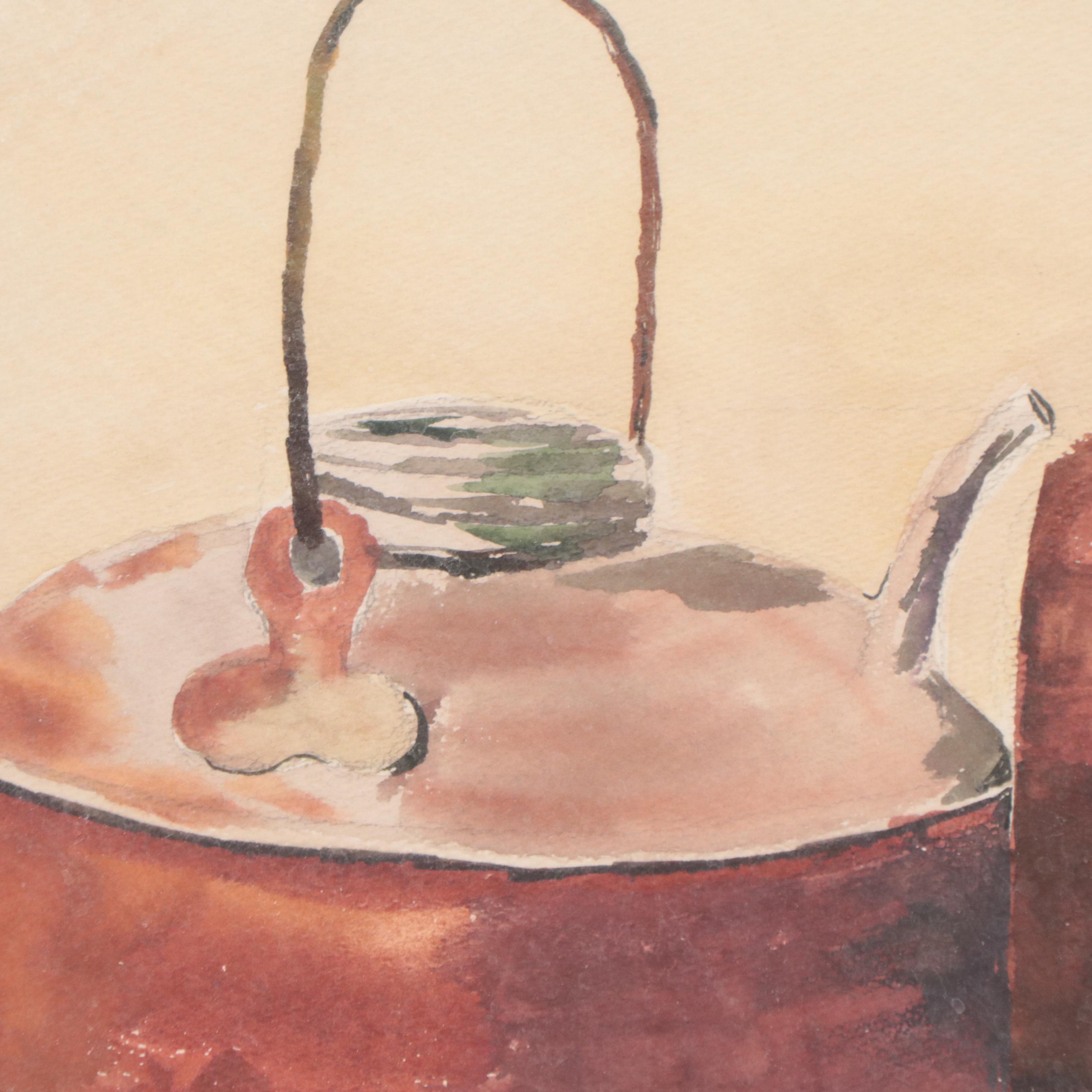 William Atkins Still Life Watercolor Painting of Kitchenware, 1962 | EBTH
