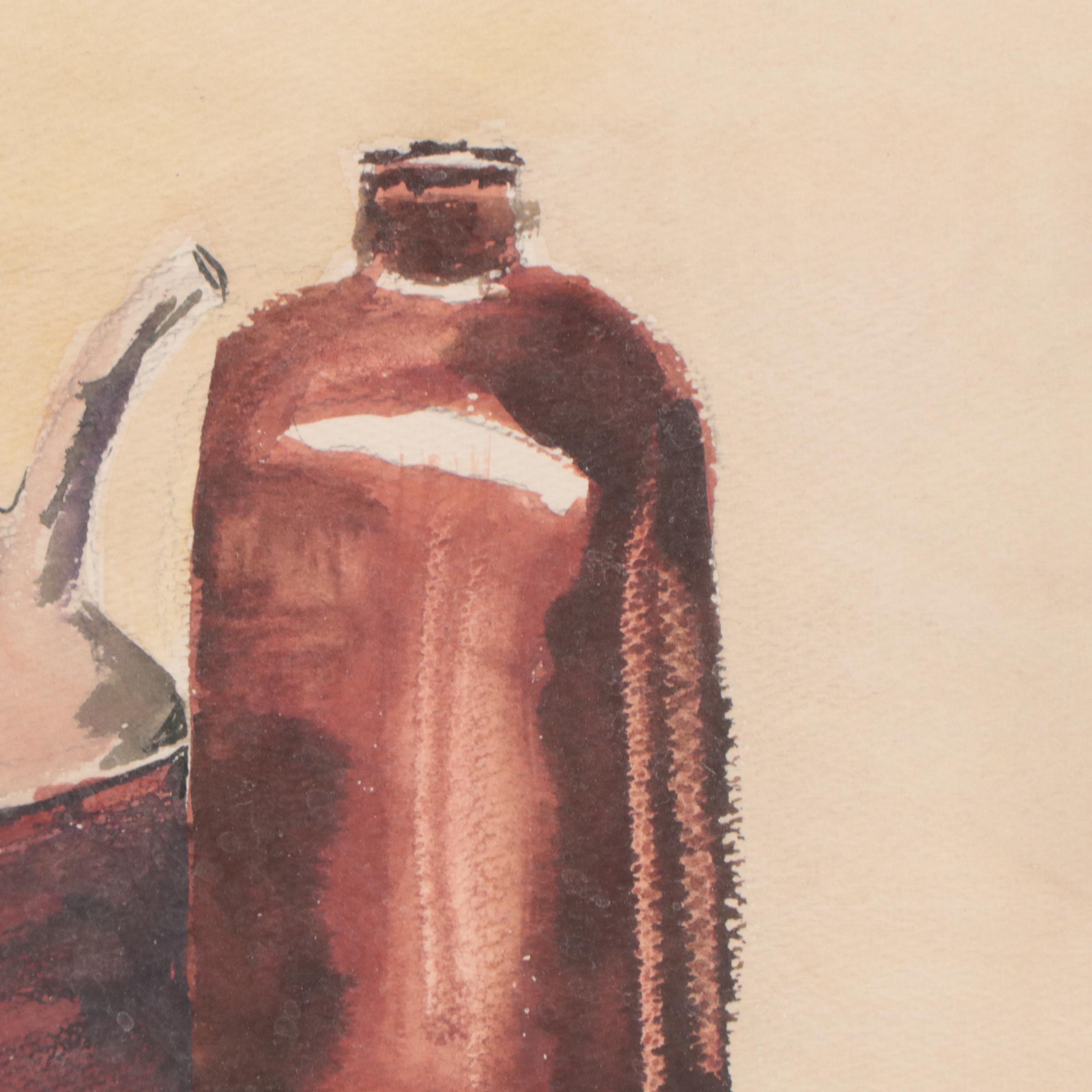 William Atkins Still Life Watercolor Painting of Kitchenware, 1962 | EBTH