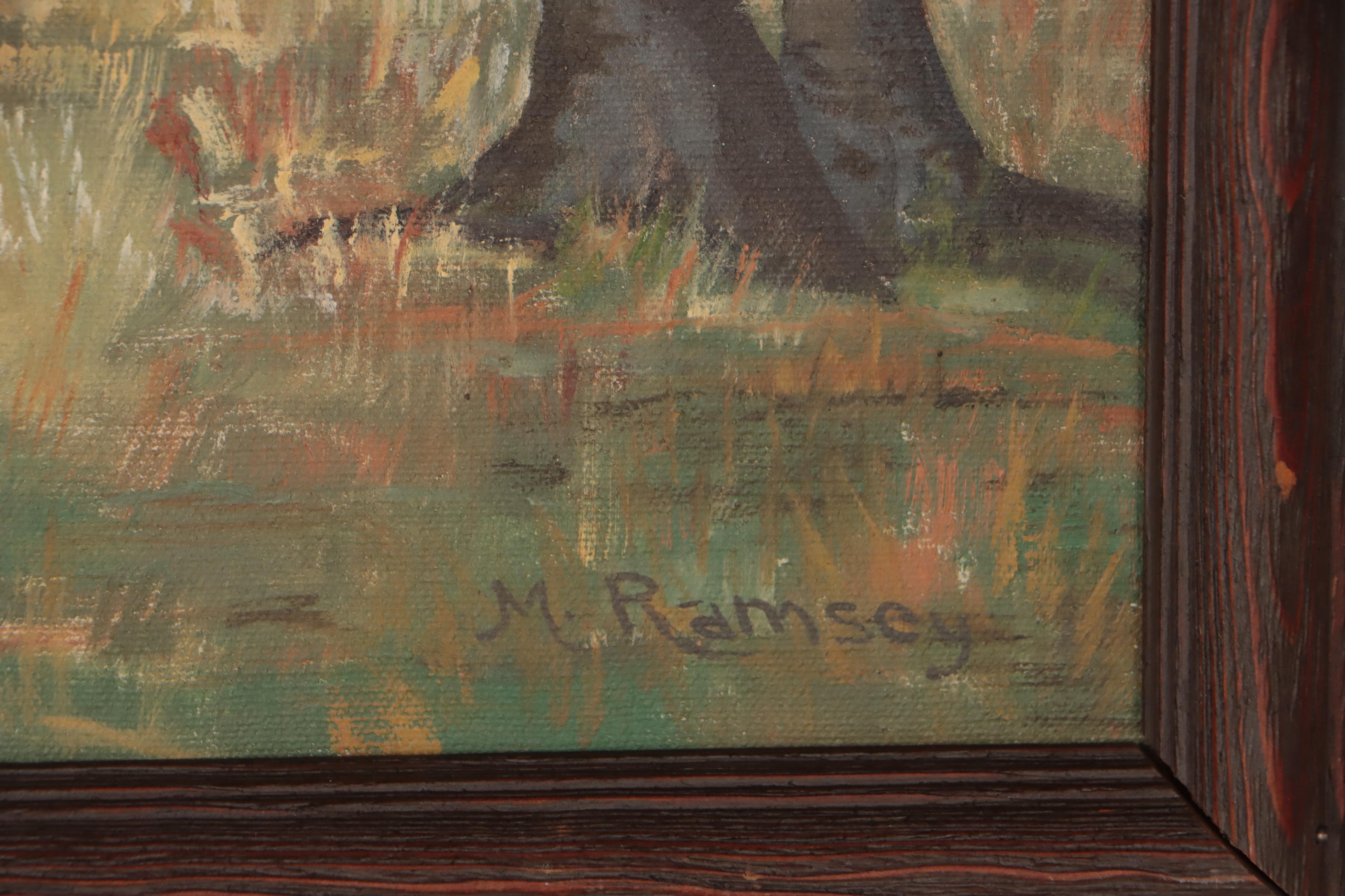 M. Ramsey Oil Painting of Covered Bridge, Early 20th Century | EBTH