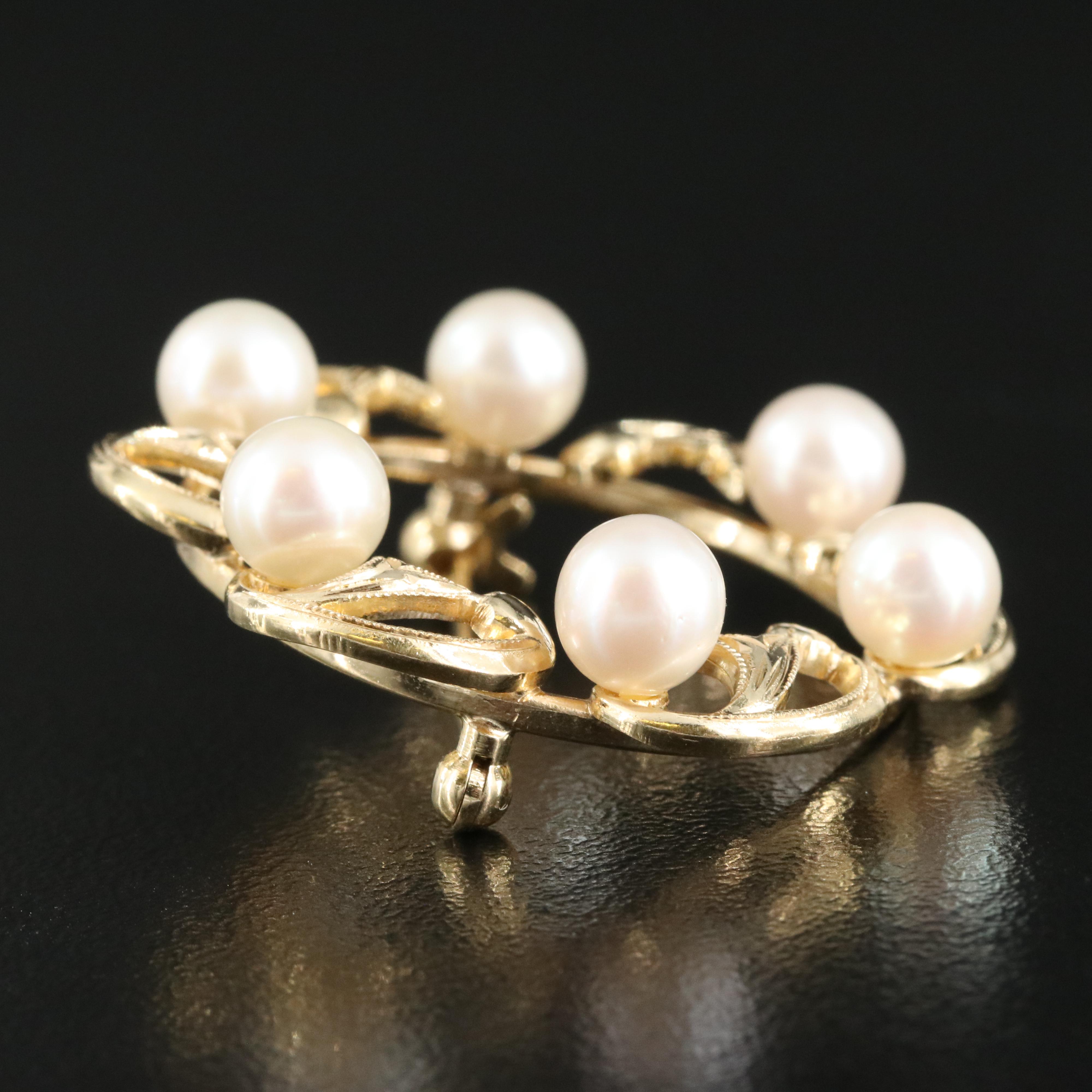 Mikimoto 14K Pearl Circle Pin | EBTH