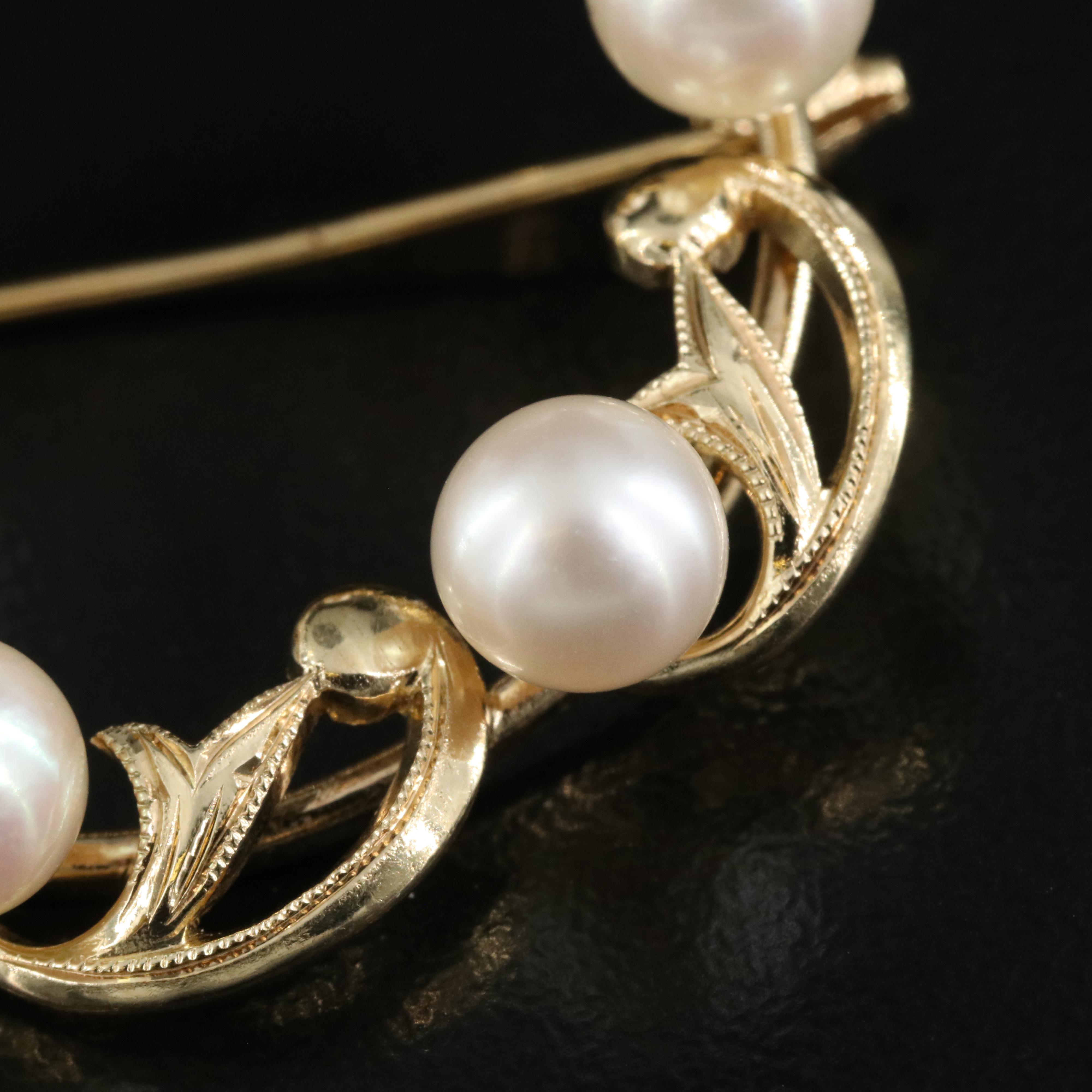 Mikimoto 14K Pearl Circle Pin | EBTH