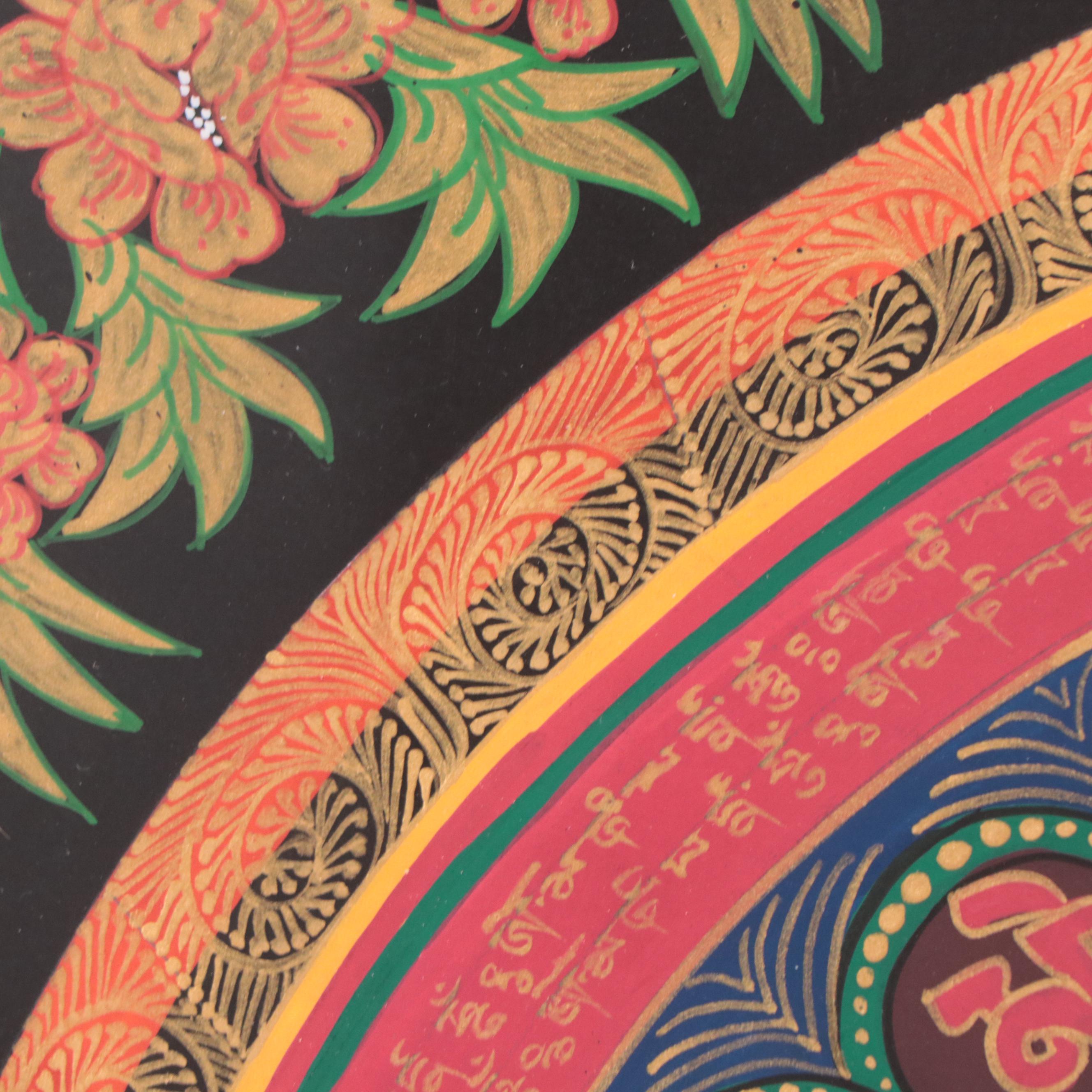 Buddhist Mantra Mandala Gouache Painting | EBTH