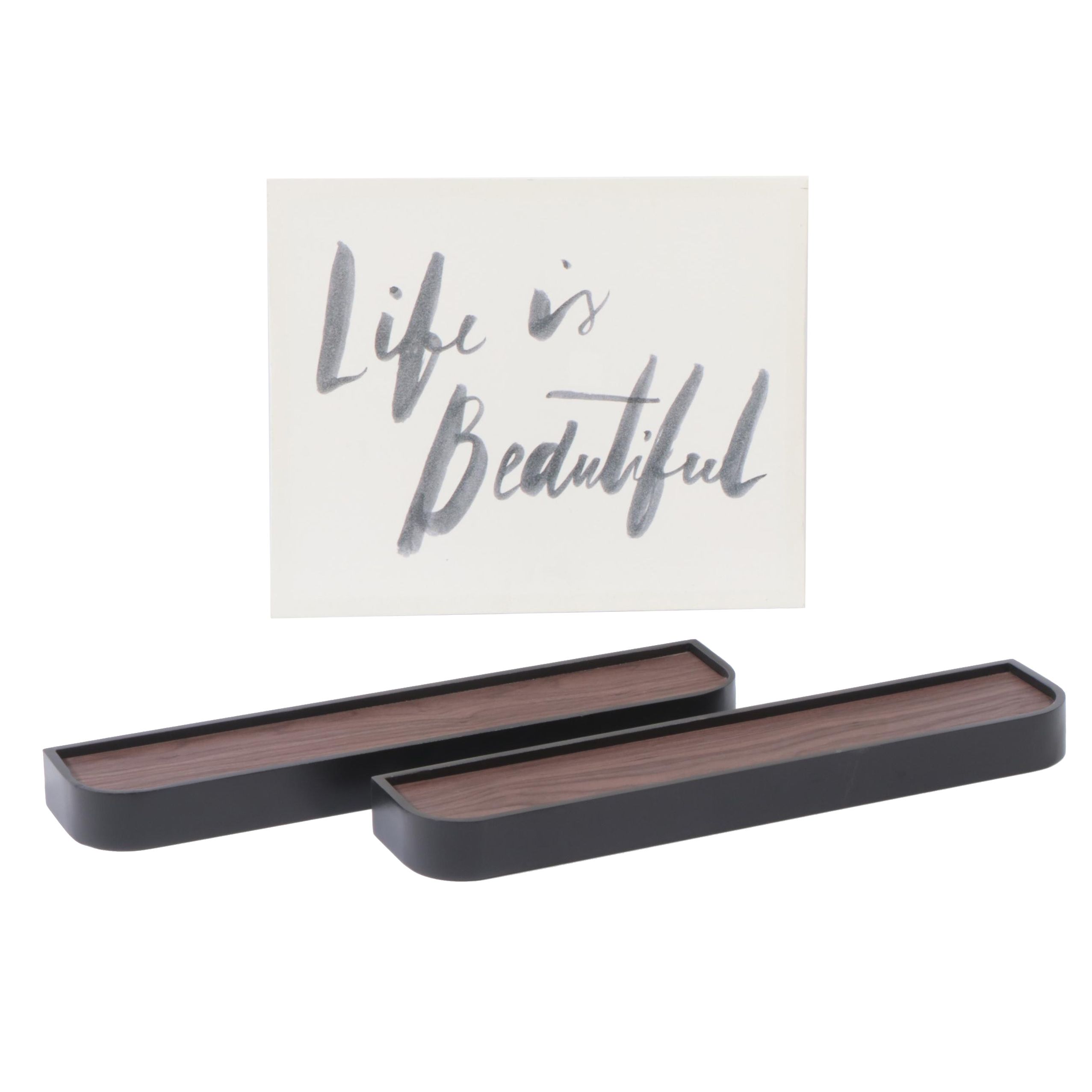 Threshold Routed Wood Wall Shelves and "Life is Beautiful" Canvas Wall ...