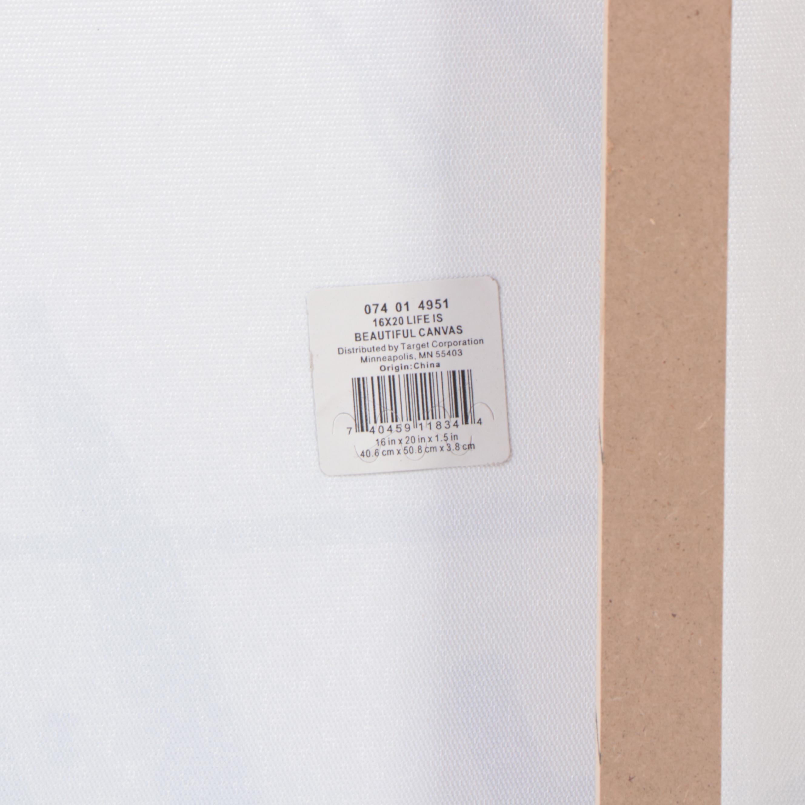 Threshold Routed Wood Wall Shelves and "Life is Beautiful" Canvas Wall ...