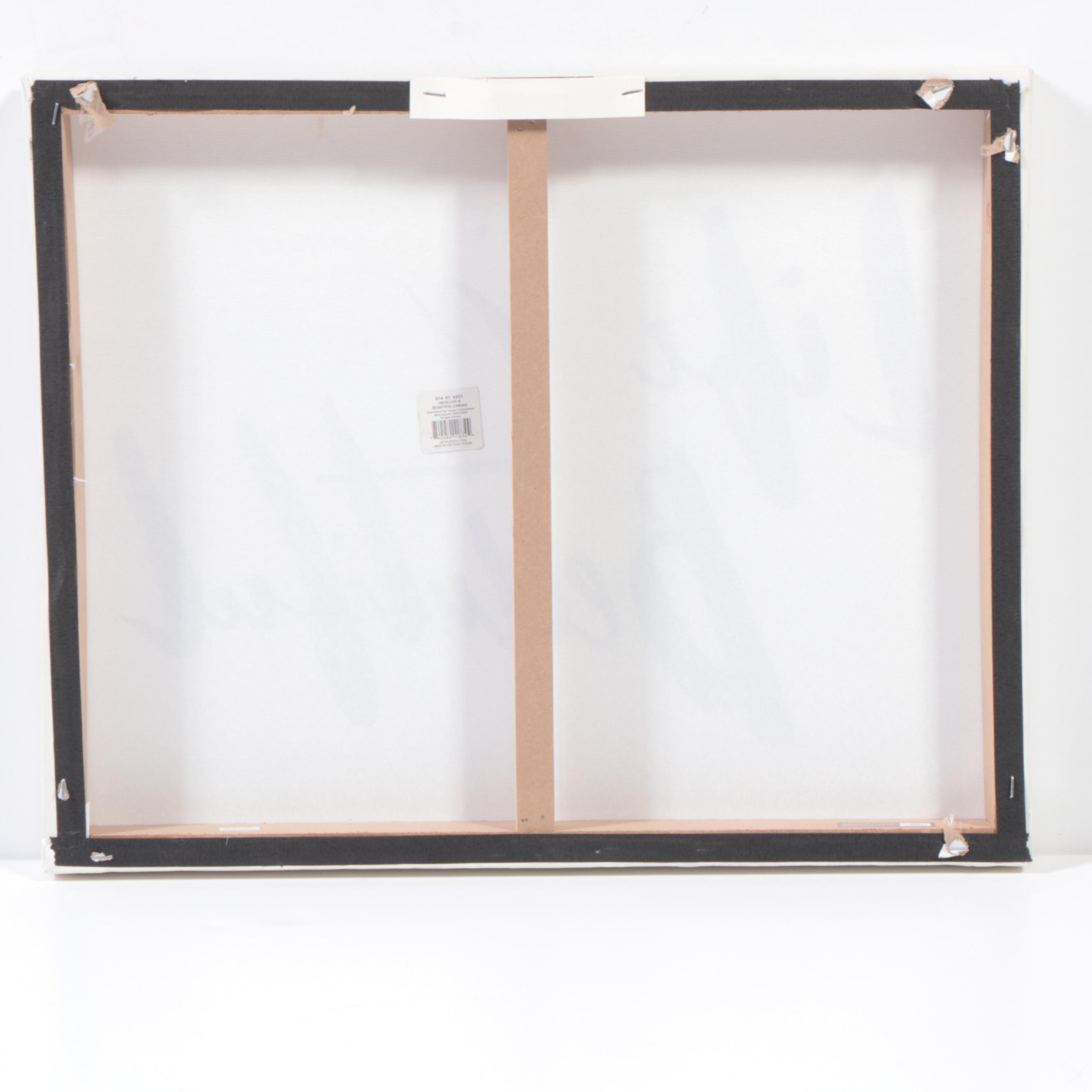 Threshold Routed Wood Wall Shelves and "Life is Beautiful" Canvas Wall ...