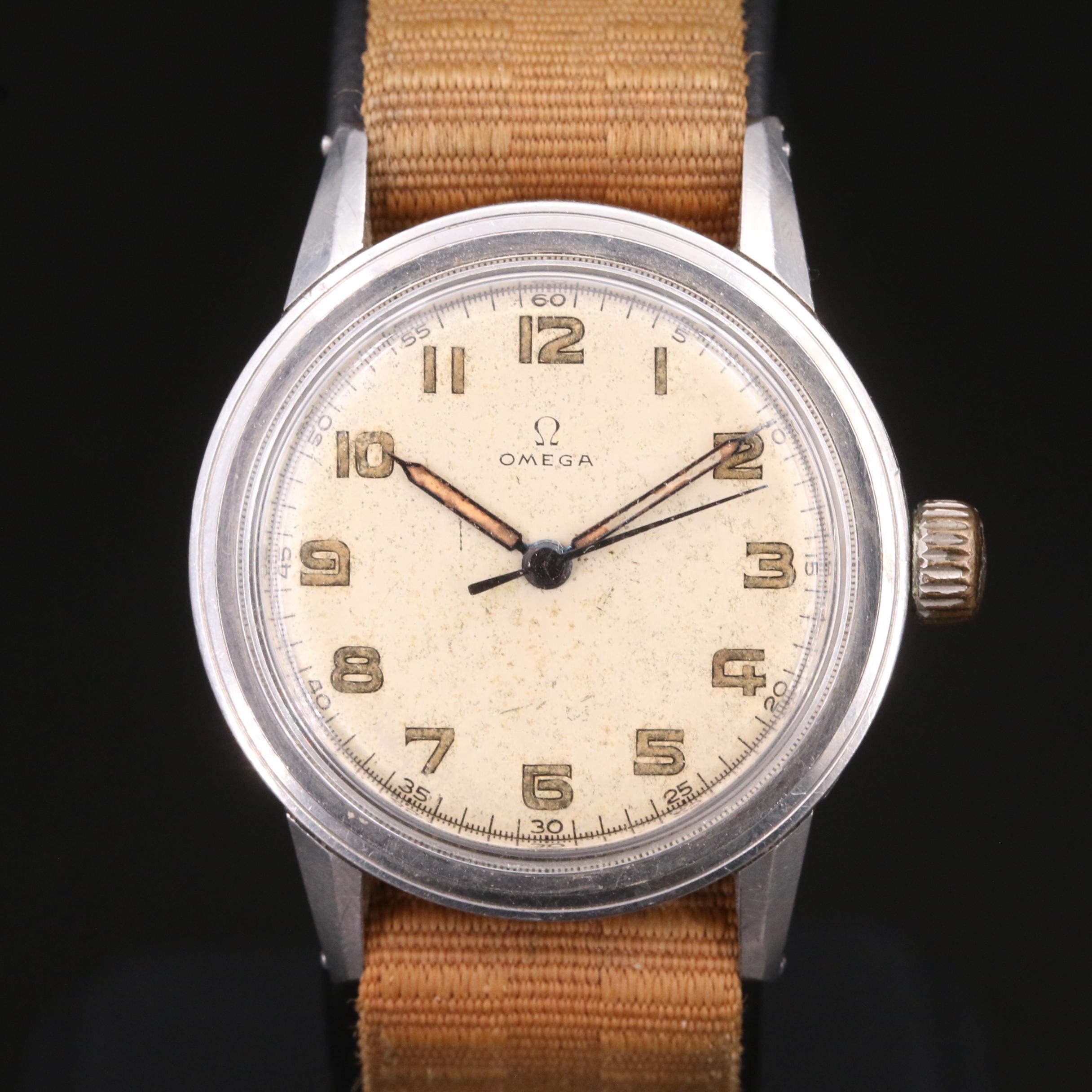 Vintage Omega Military Style Stainless Steel Wristwatch | EBTH