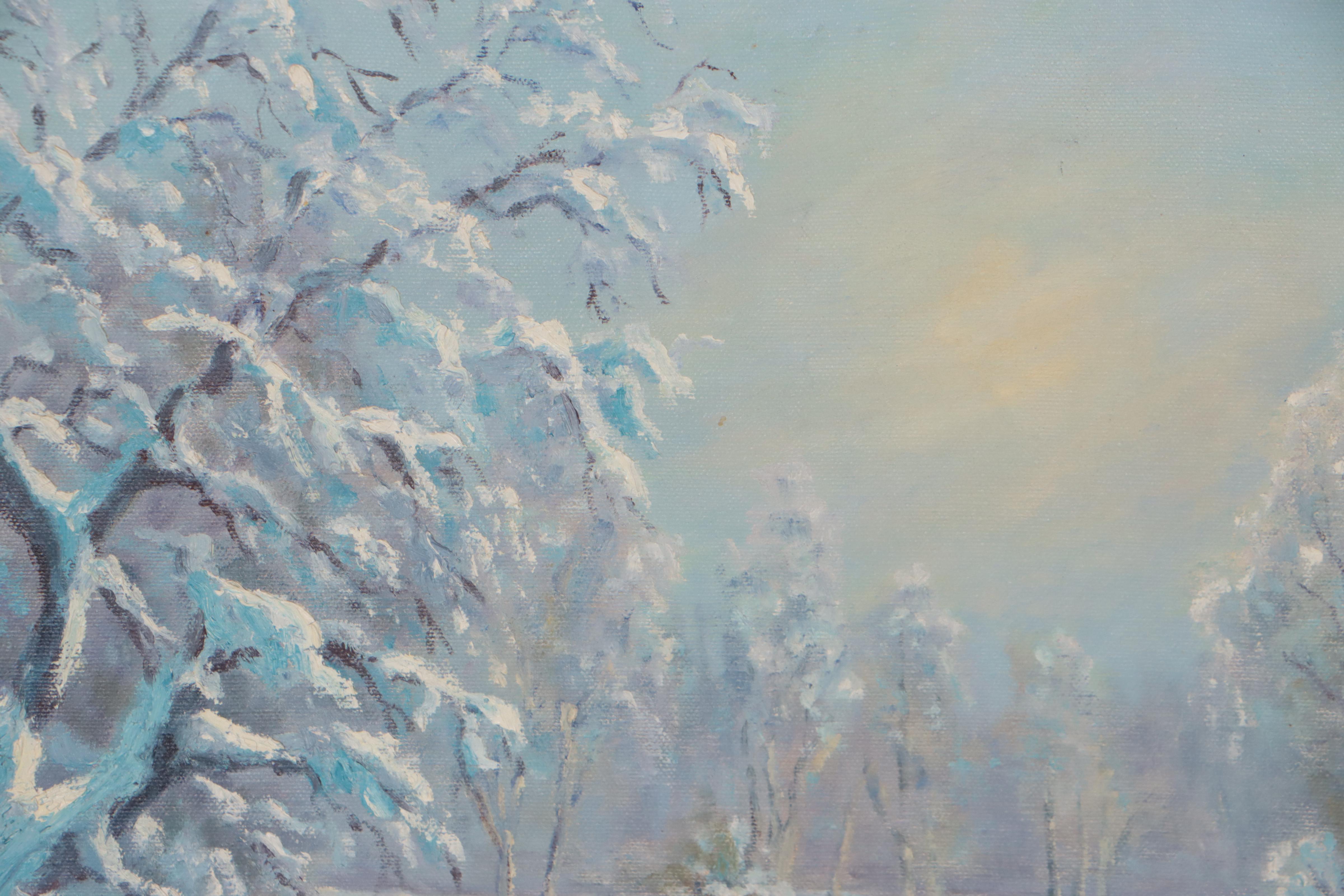Oil Painting Of Snowy Landscape 1969 Ebth
