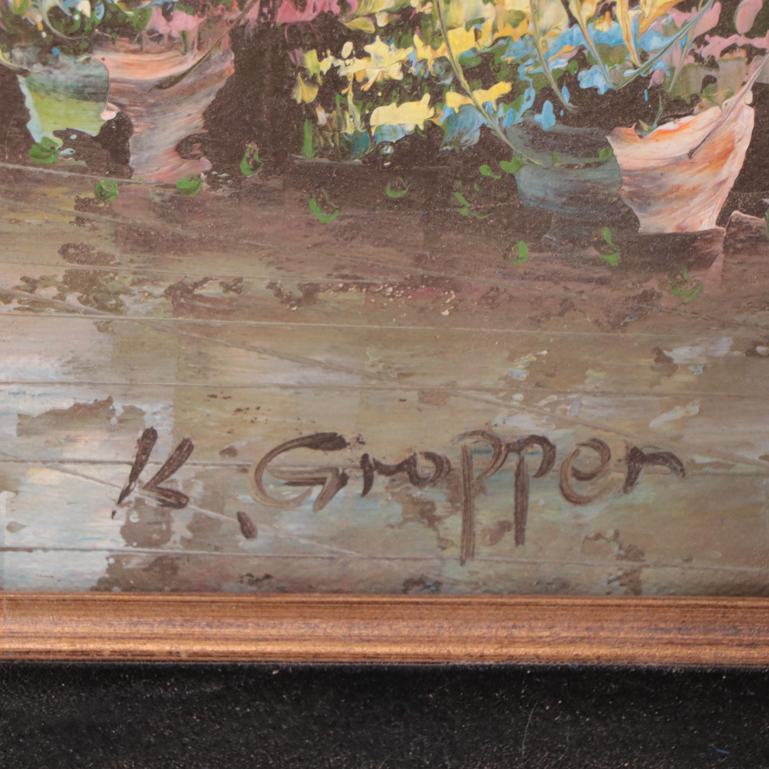 K. Gropper Parisian Street Scene Oil Painting, Late 20th Century | EBTH