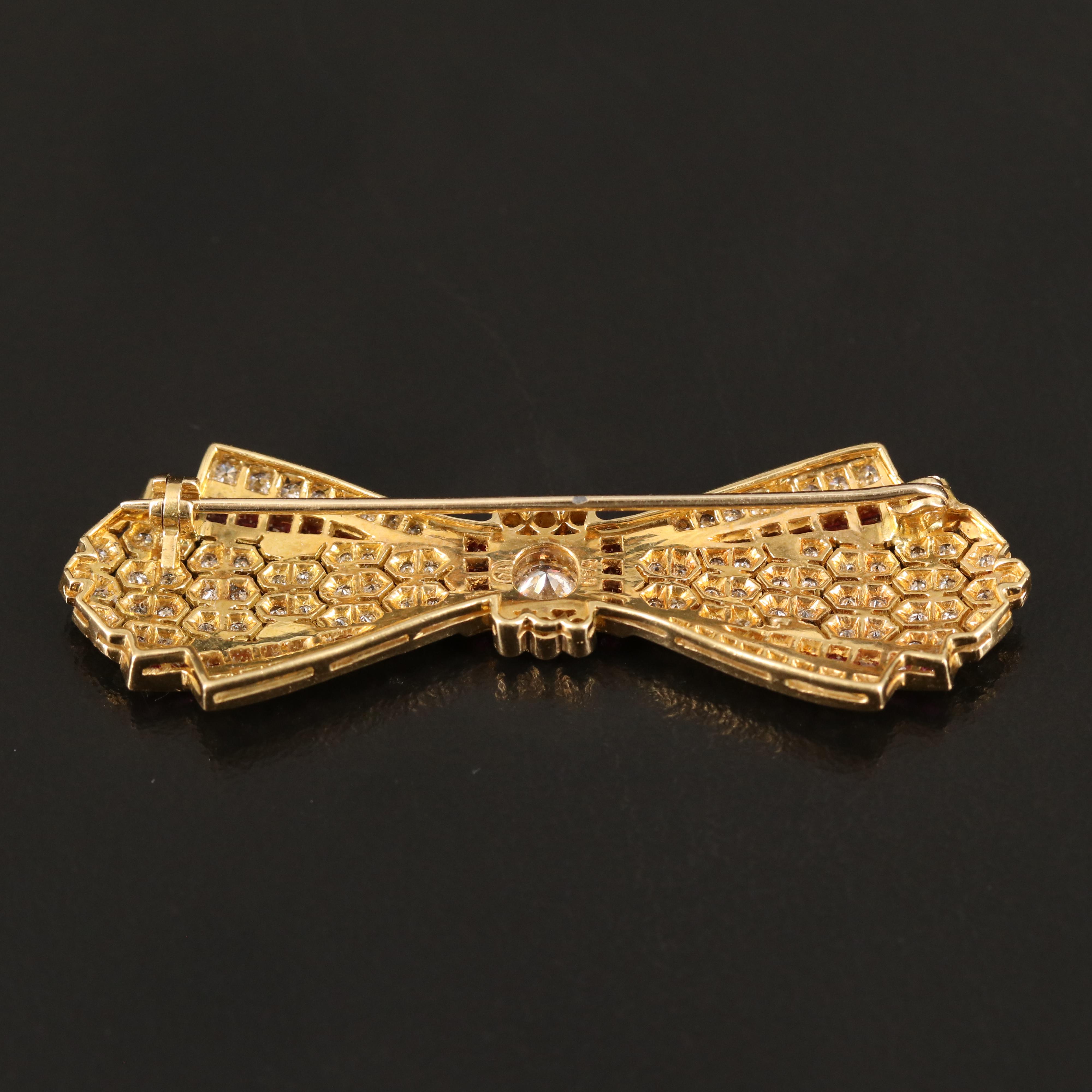 Vintage Style 18K 1.53 CTW Diamond and Ruby Bow | EBTH