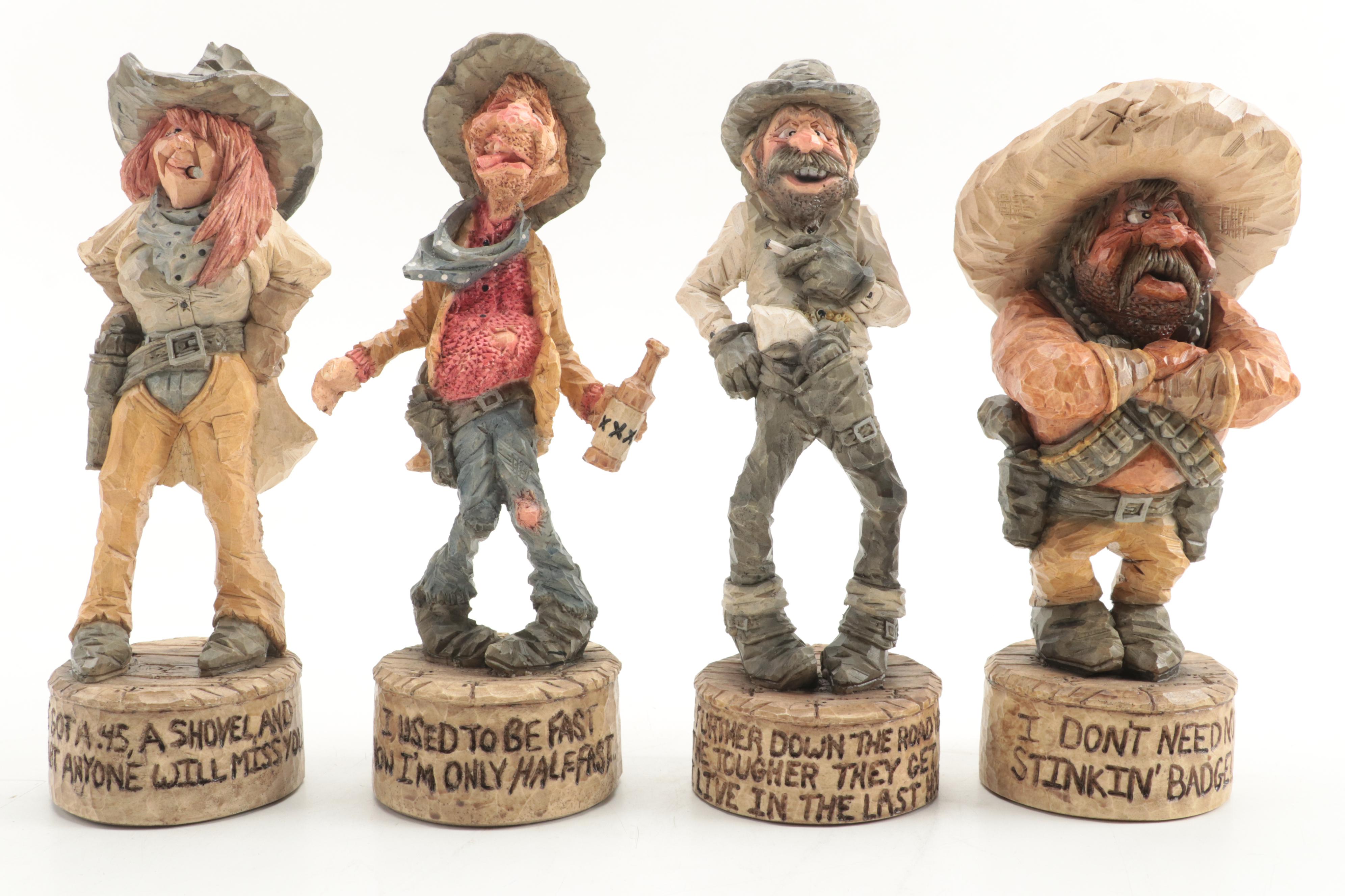 Chris Hammack for Spit 'N' Whittle Resin Cowboy and Cowgirl Figurines ...