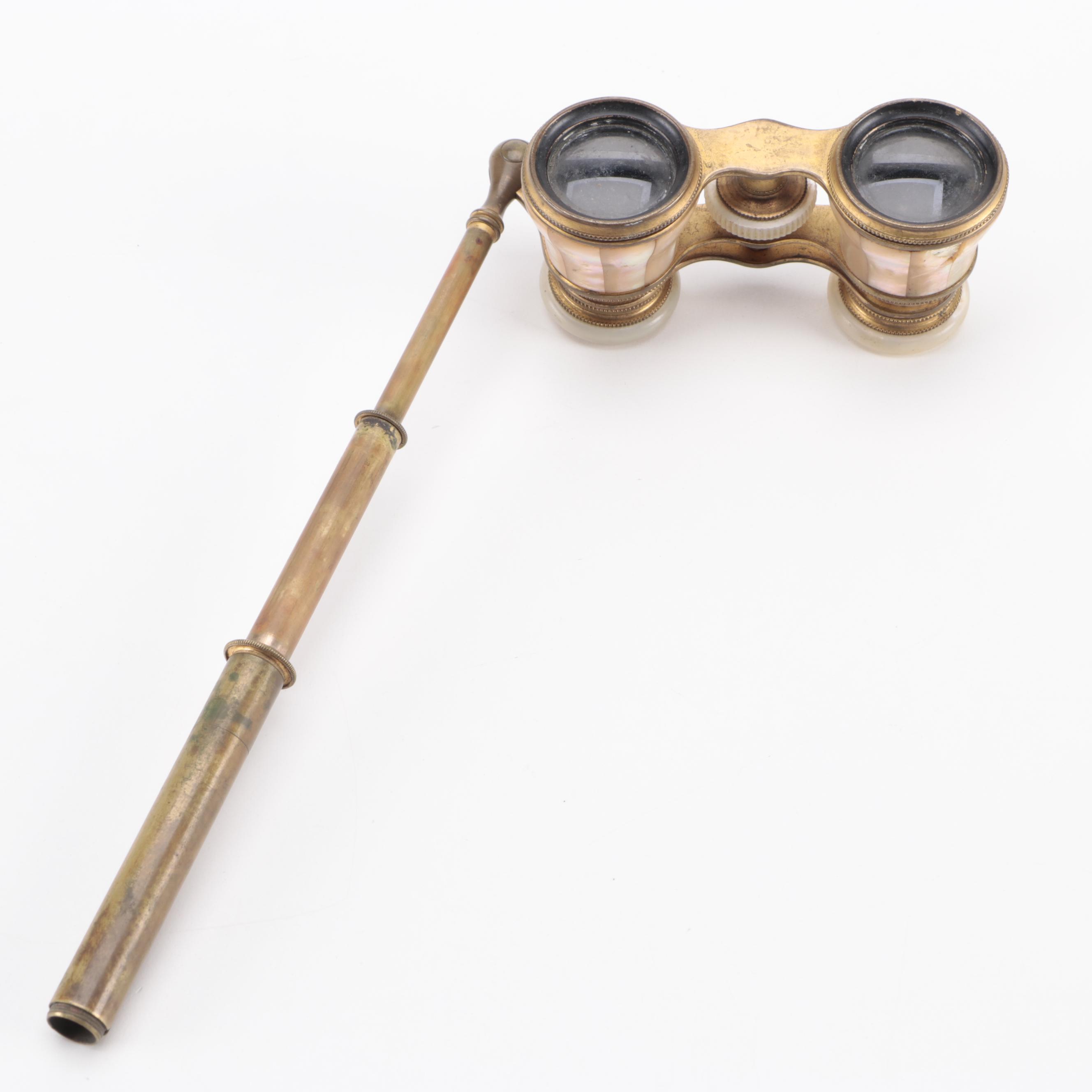 Mother-of-Pearl and Brass Lorgnette Style Opera Glasses | EBTH