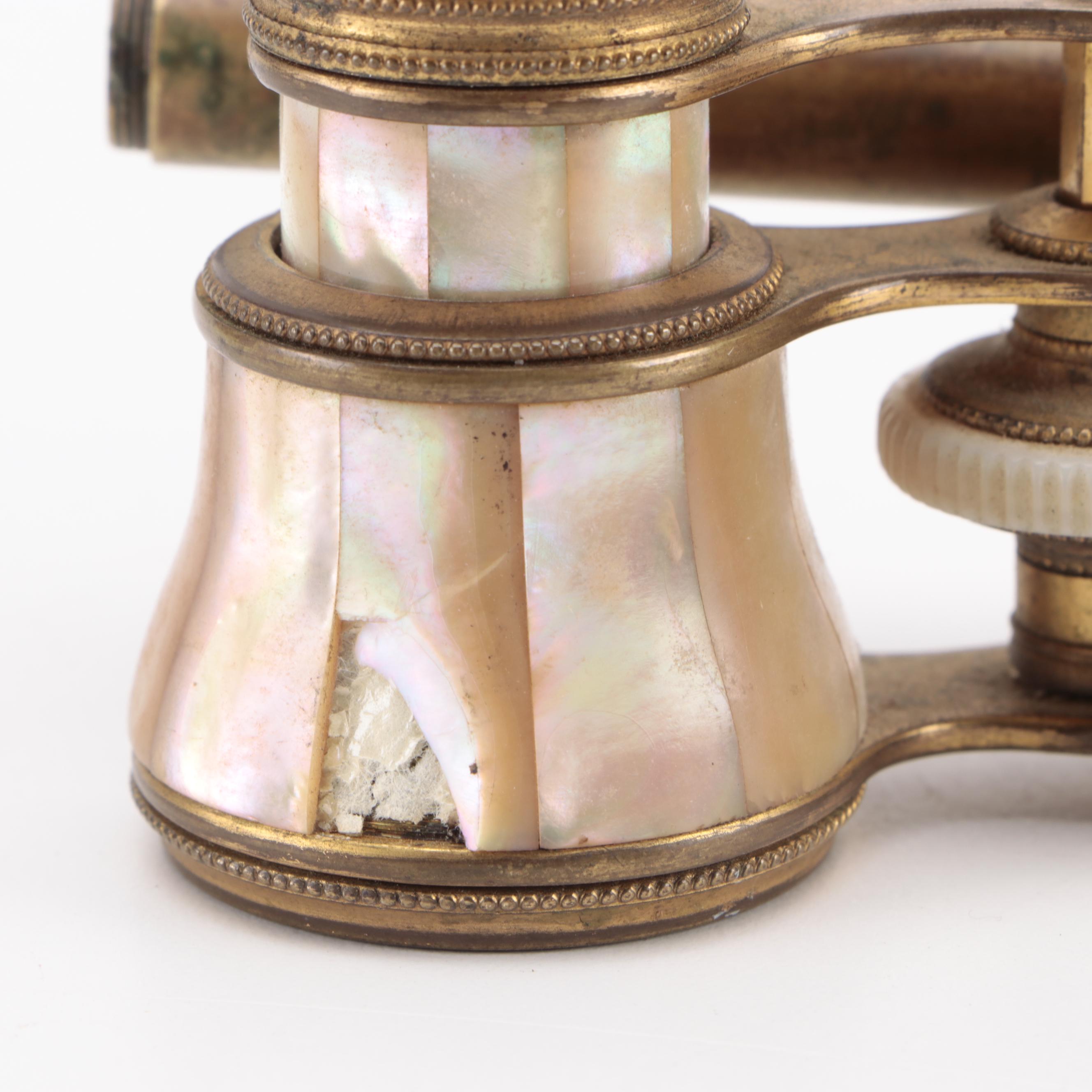 Mother-of-Pearl and Brass Lorgnette Style Opera Glasses | EBTH
