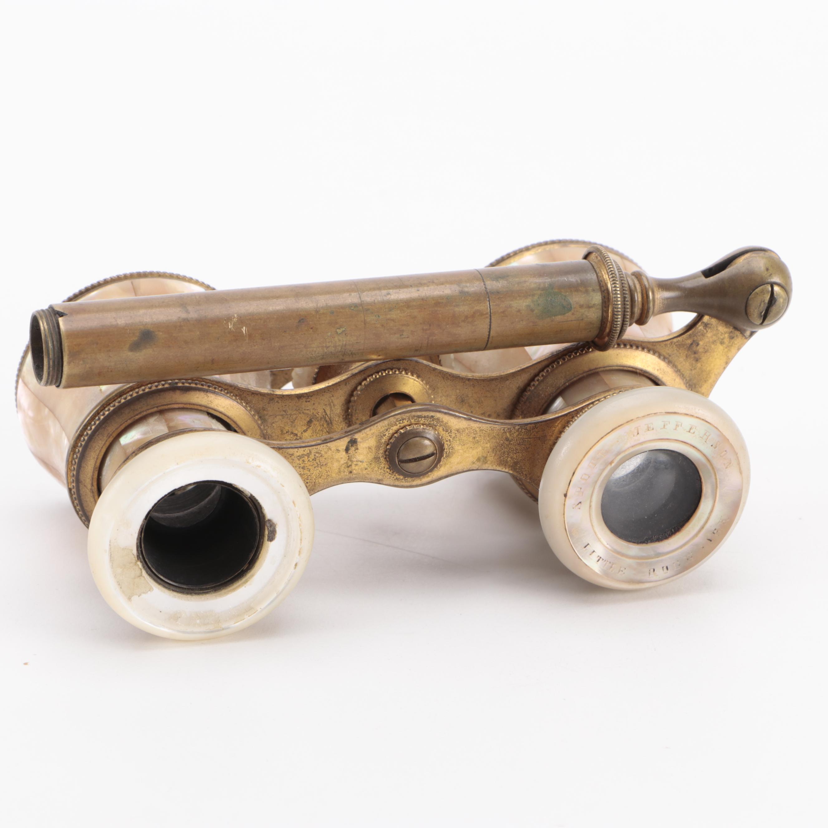 Mother-of-Pearl and Brass Lorgnette Style Opera Glasses | EBTH