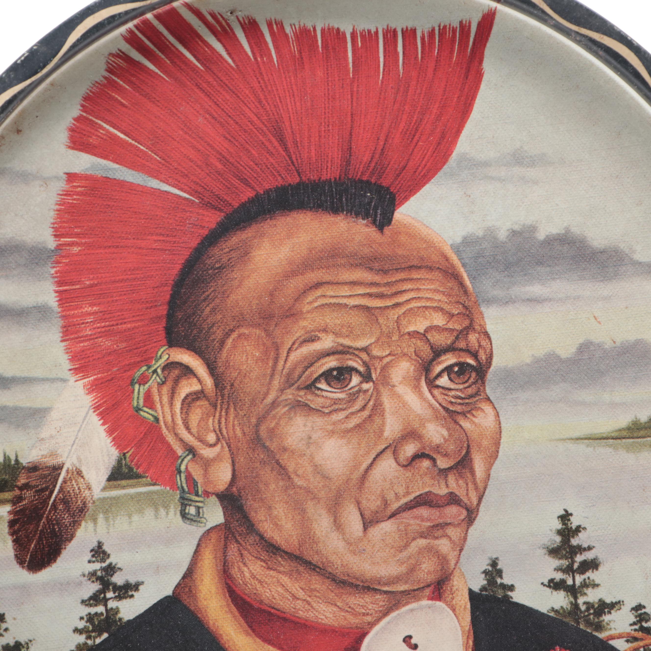 Tin Lithograph Native American Chief Portrait Serving Trays | EBTH