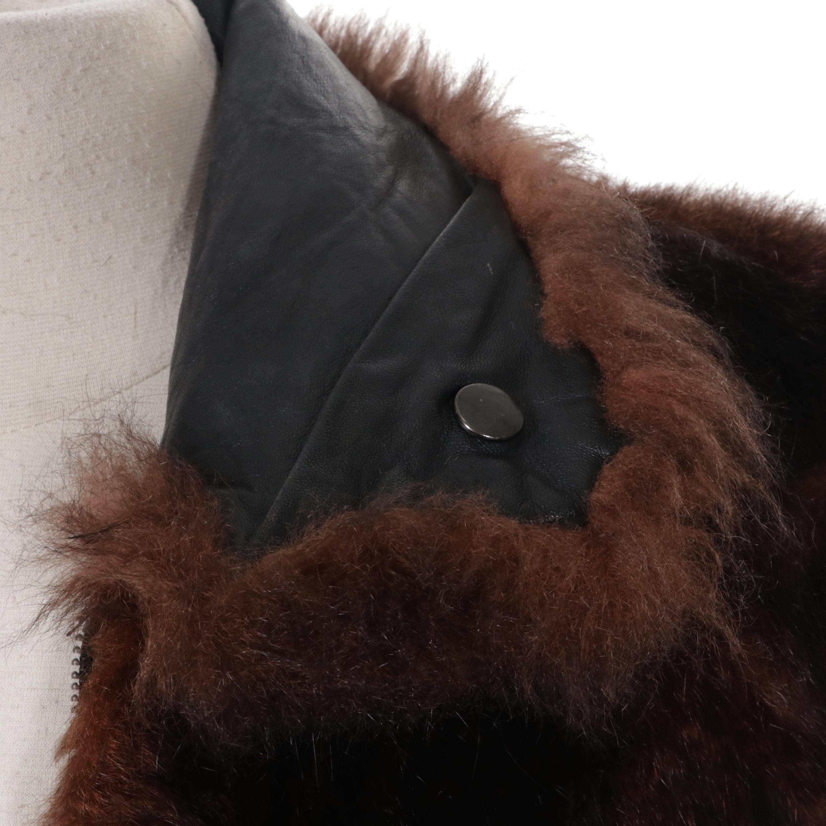 Australian Possum Fur Zipper-Front Vest with Leather Trim | EBTH