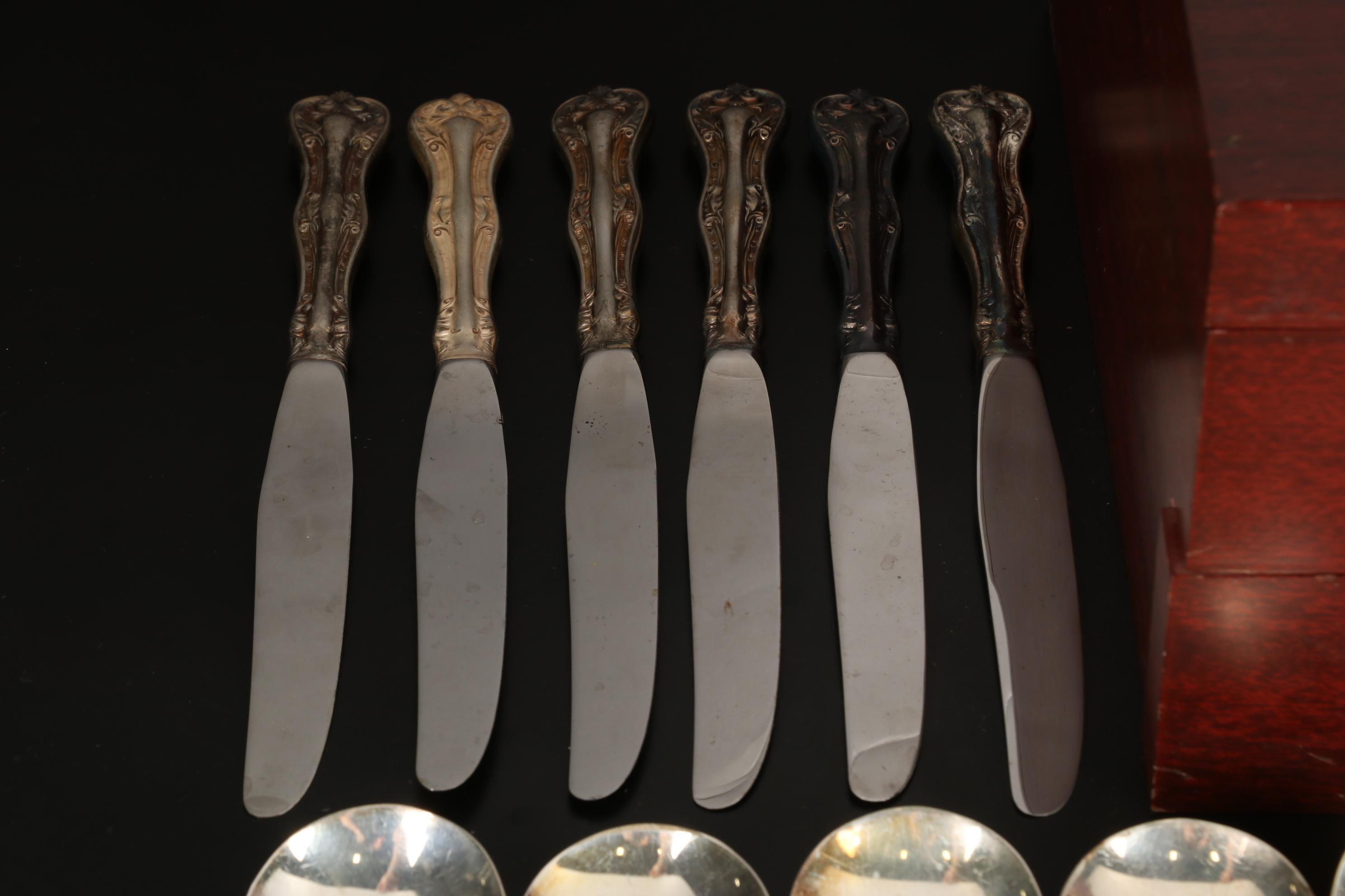 National Silver Co. Silver Plate "Queen Elizabeth" Flatware with Wooden ...