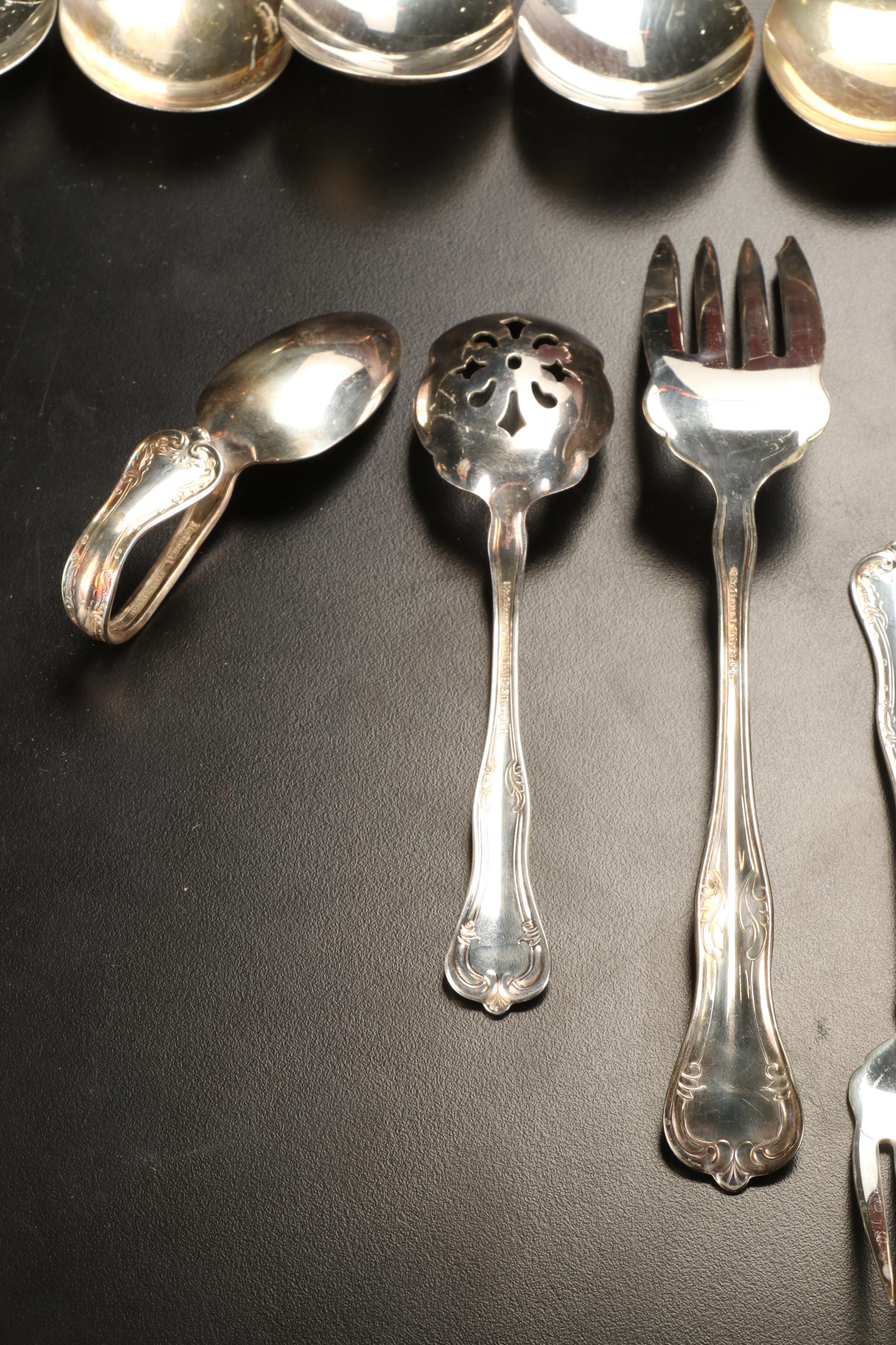 National Silver Co. Silver Plate "Queen Elizabeth" Flatware with Wooden ...