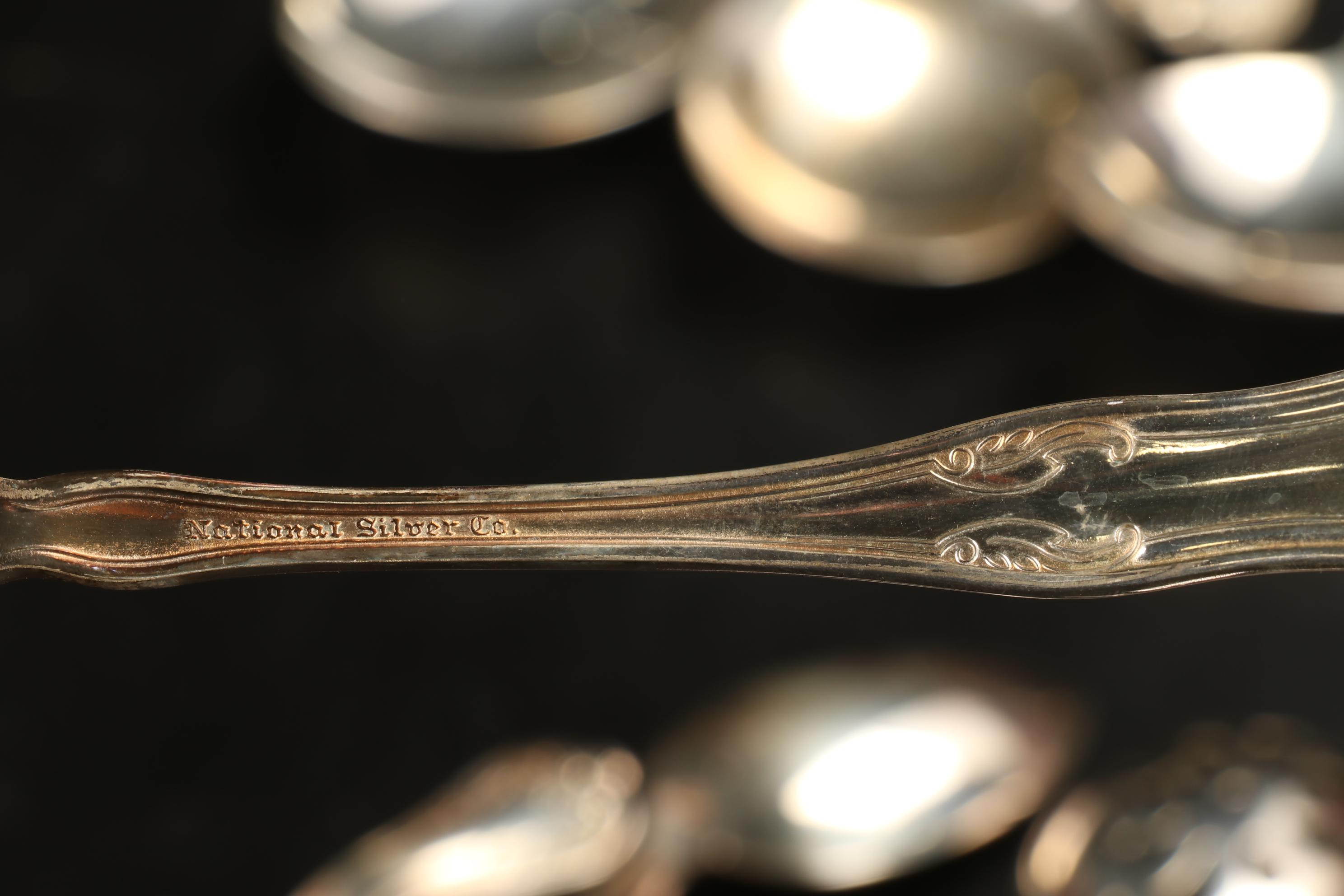 National Silver Co. Silver Plate "Queen Elizabeth" Flatware with Wooden ...
