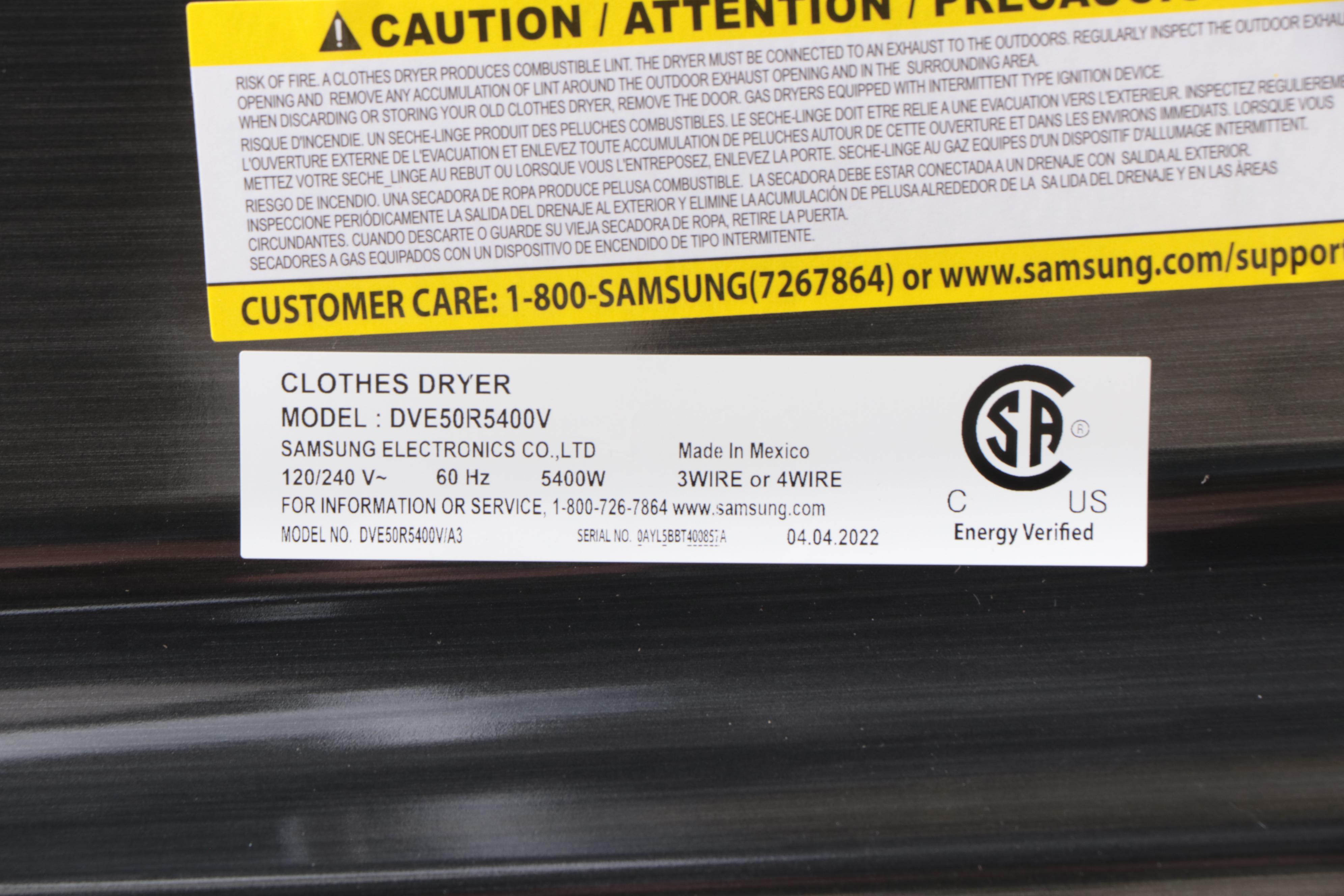 Samsung 7.4 Cu. Ft. Black Stainless Steel Electric Dryer with Steam ...