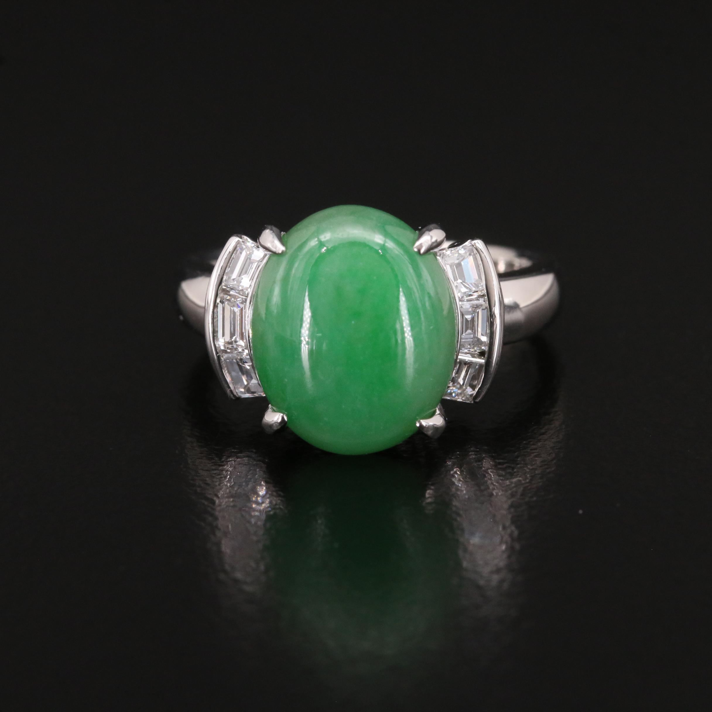 Platinum Jadeite Ring with 0.45 CTW Diamonds | EBTH