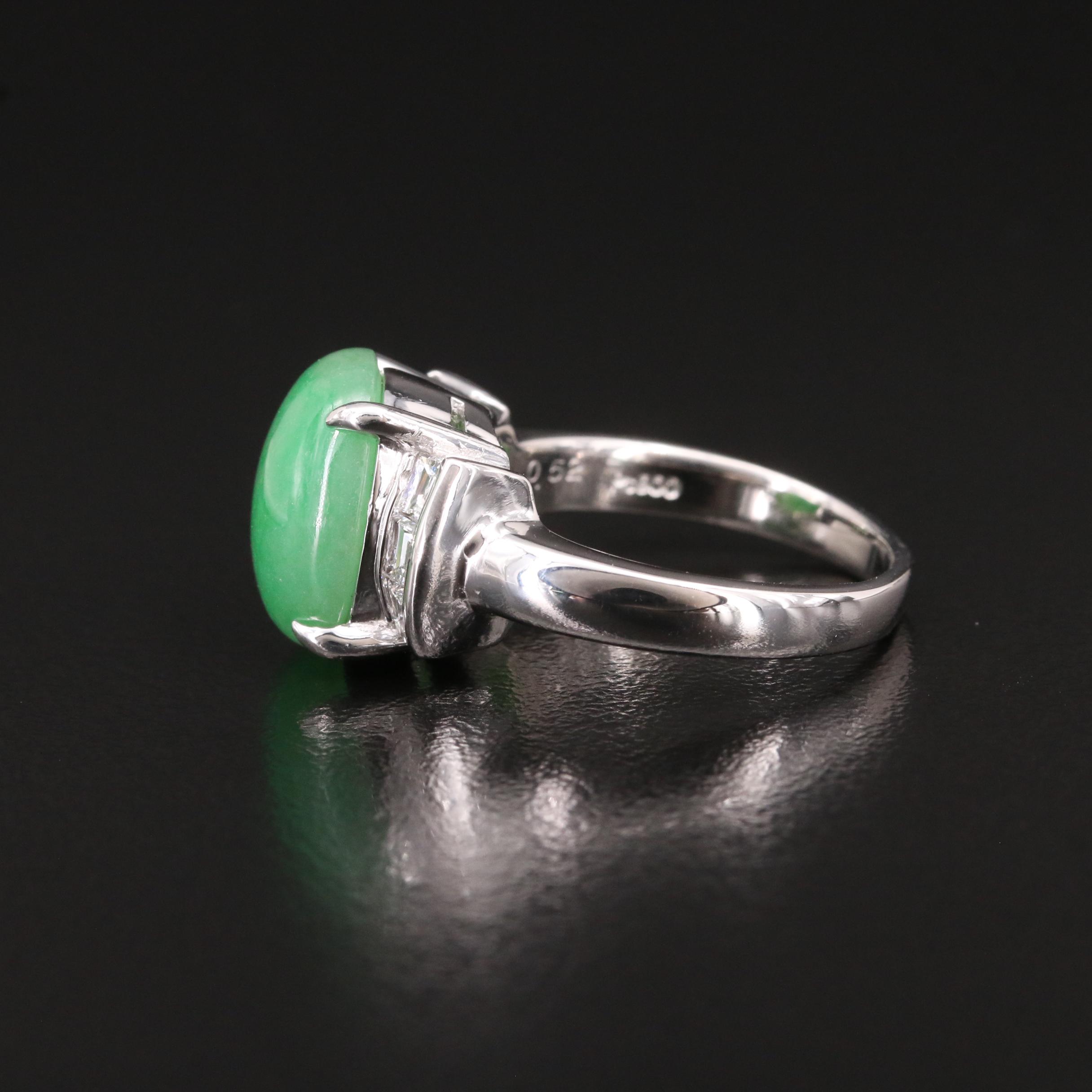 Platinum Jadeite Ring with 0.45 CTW Diamonds | EBTH